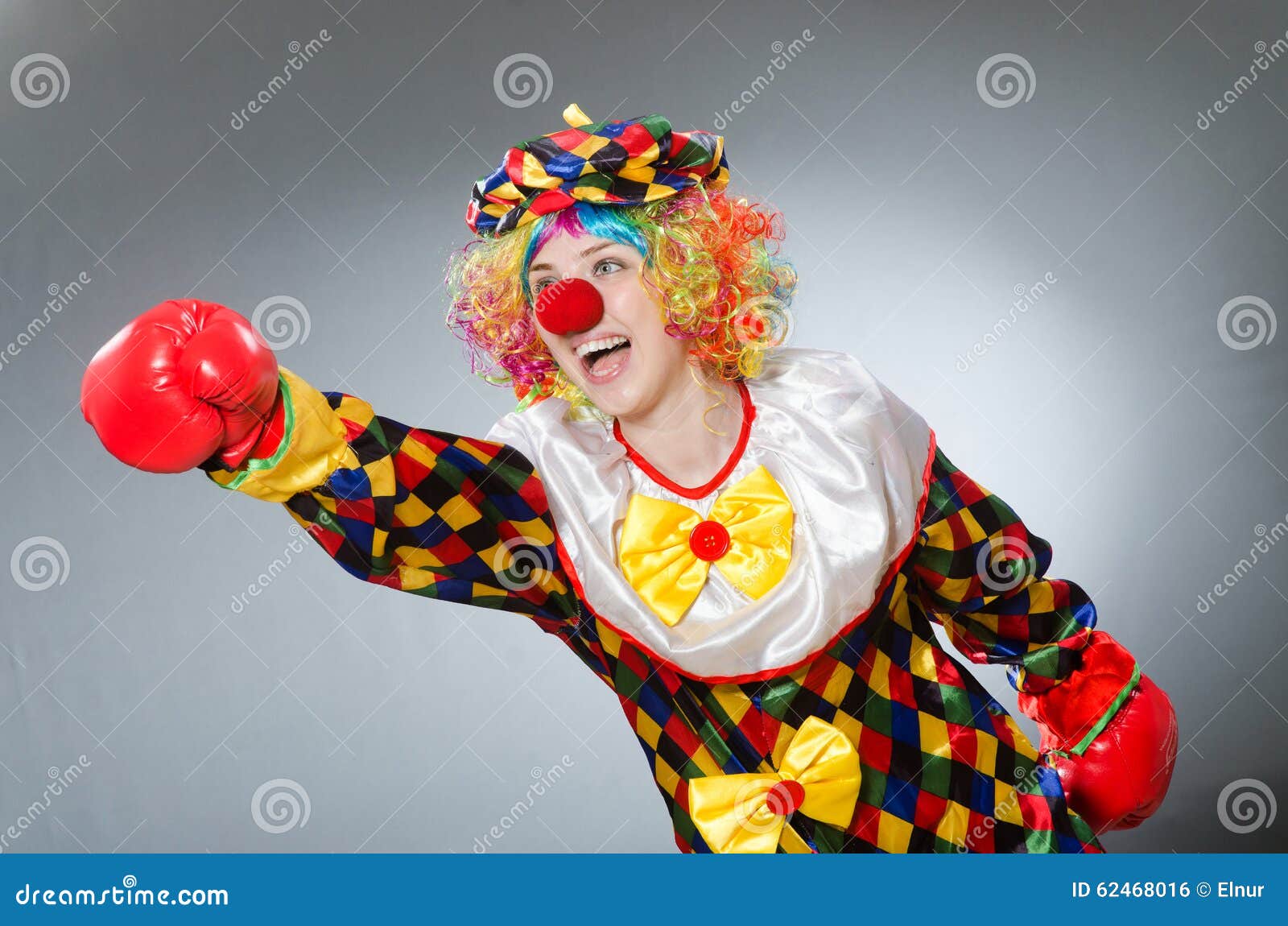 Clown with Boxing Gloves Isolated on White Stock Photo - Image of ...
