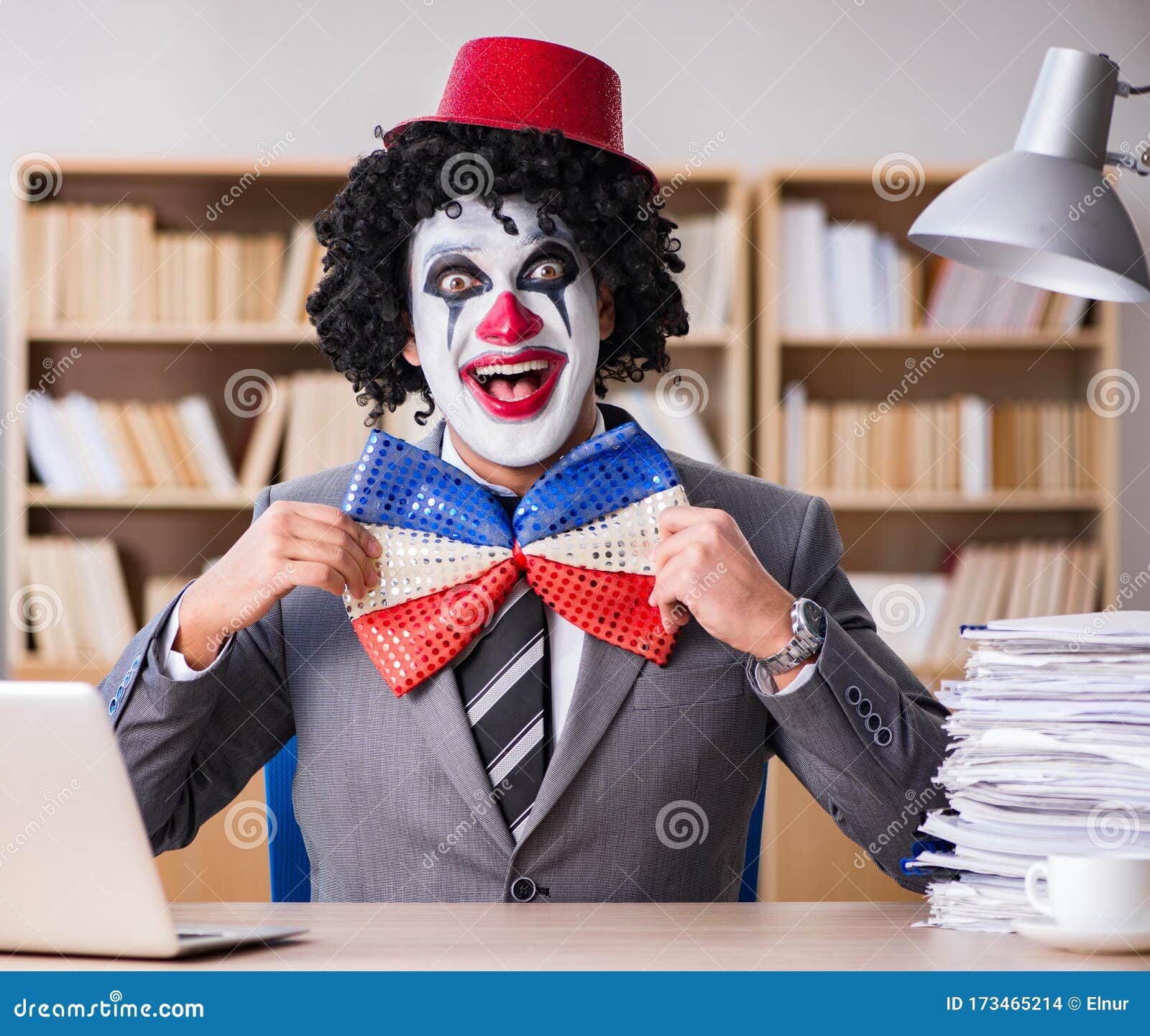 Clown Businessman Working in the Office Stock Photo - Image of ...