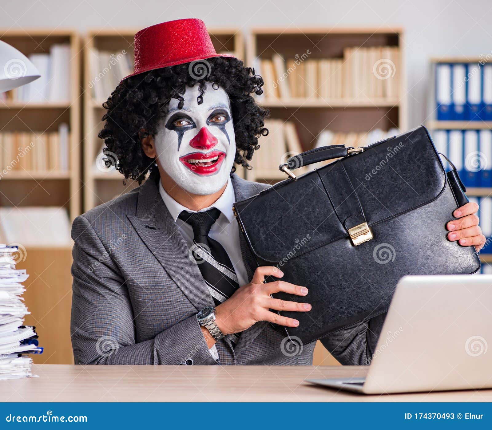 Clown Businessman Working in the Office Stock Image - Image of joking ...