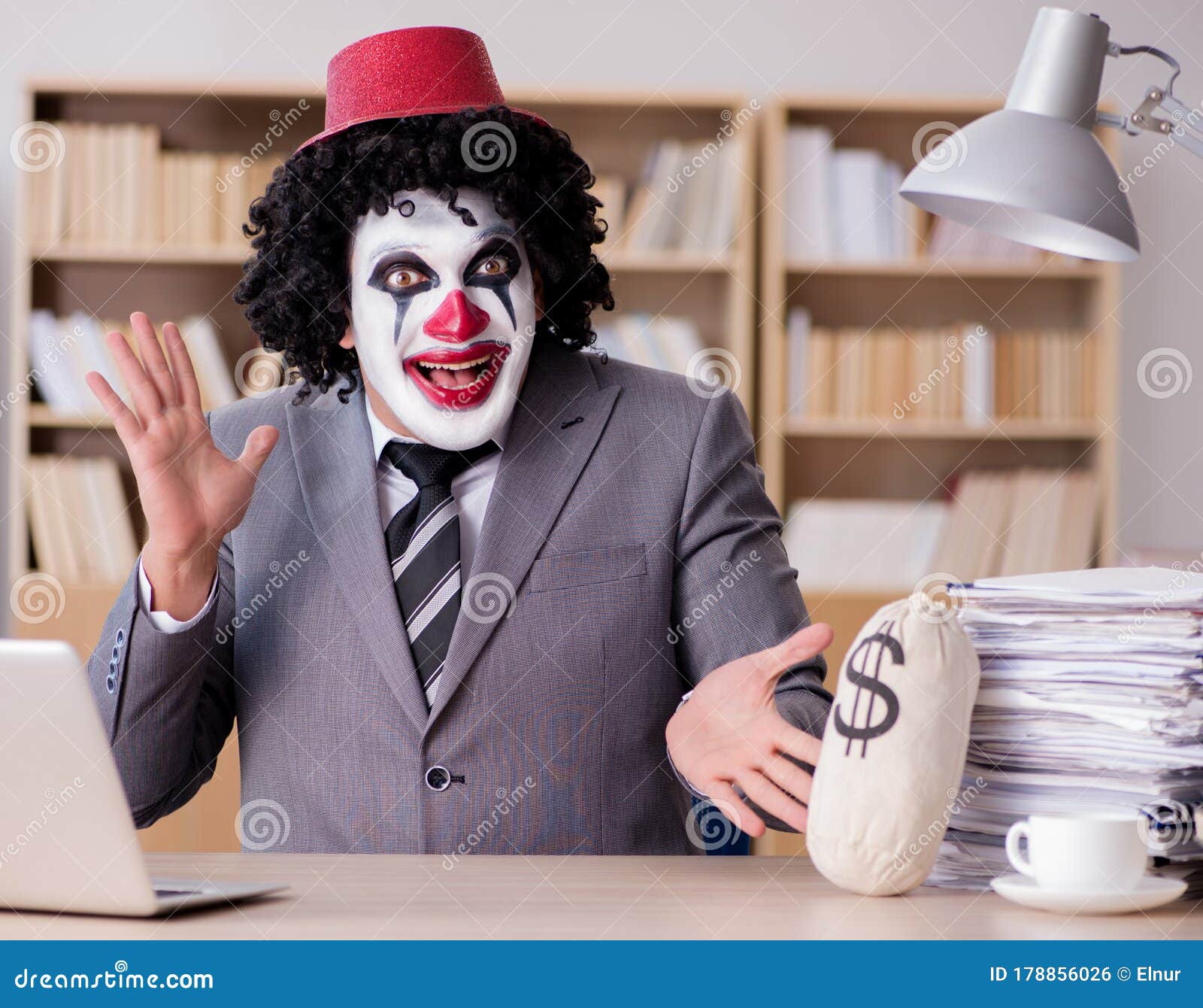 Clown Businessman Working in the Office Stock Photo - Image of humour ...