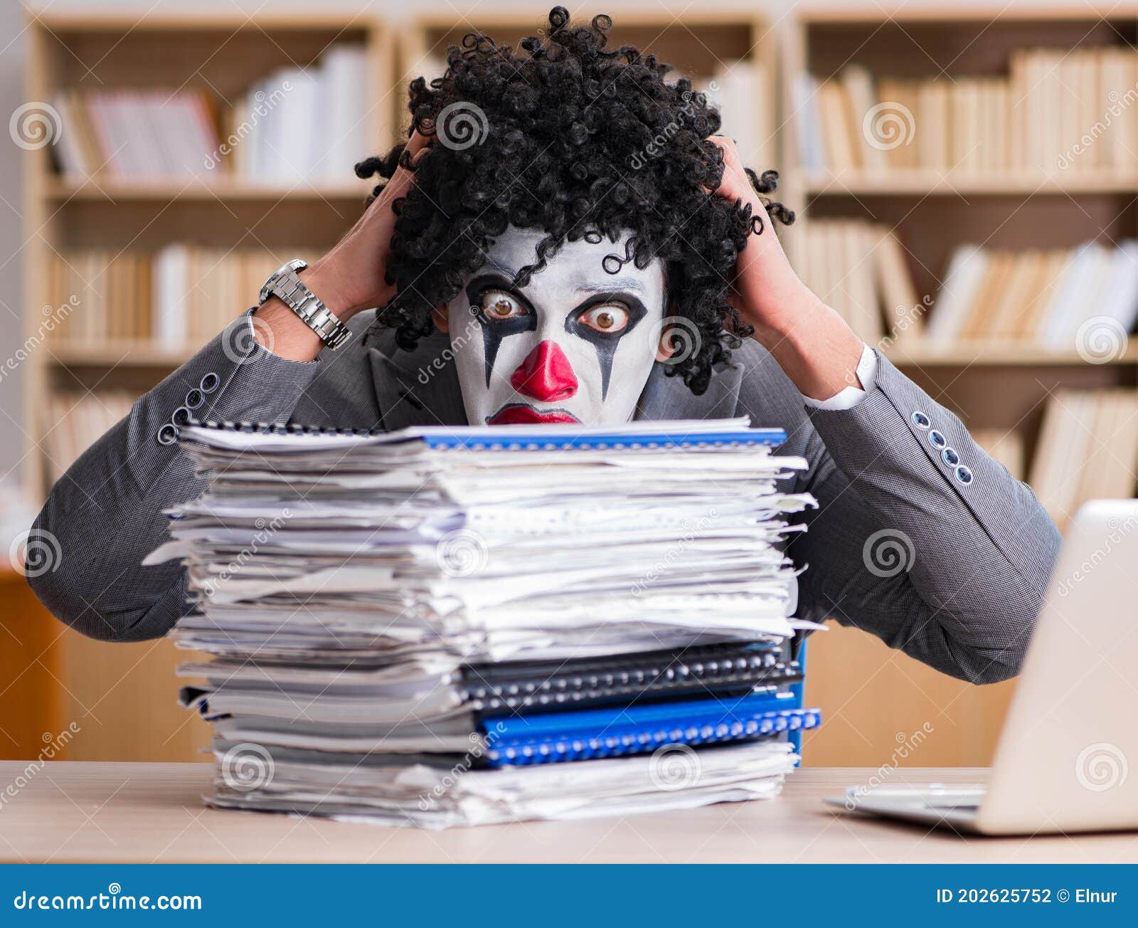 Clown Businessman Working in the Office Stock Photo - Image of costume ...