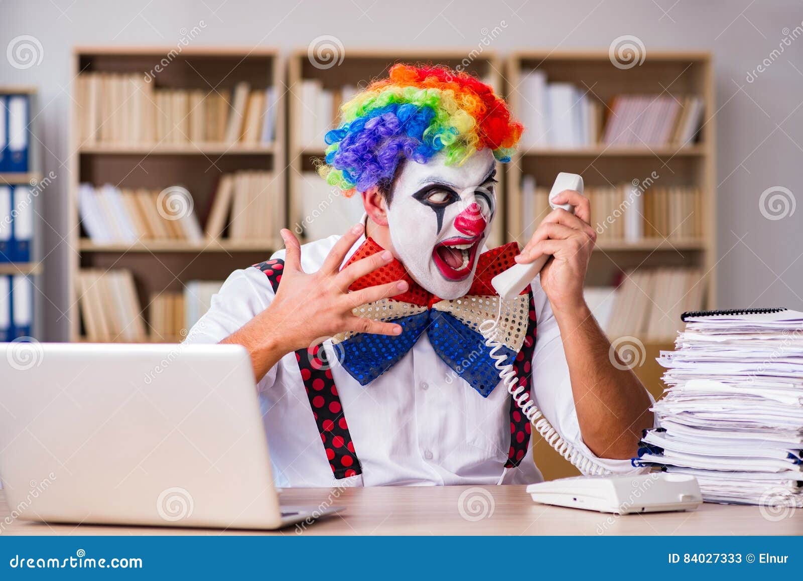 The Clown Businessman Working in the Office Stock Image - Image of ...