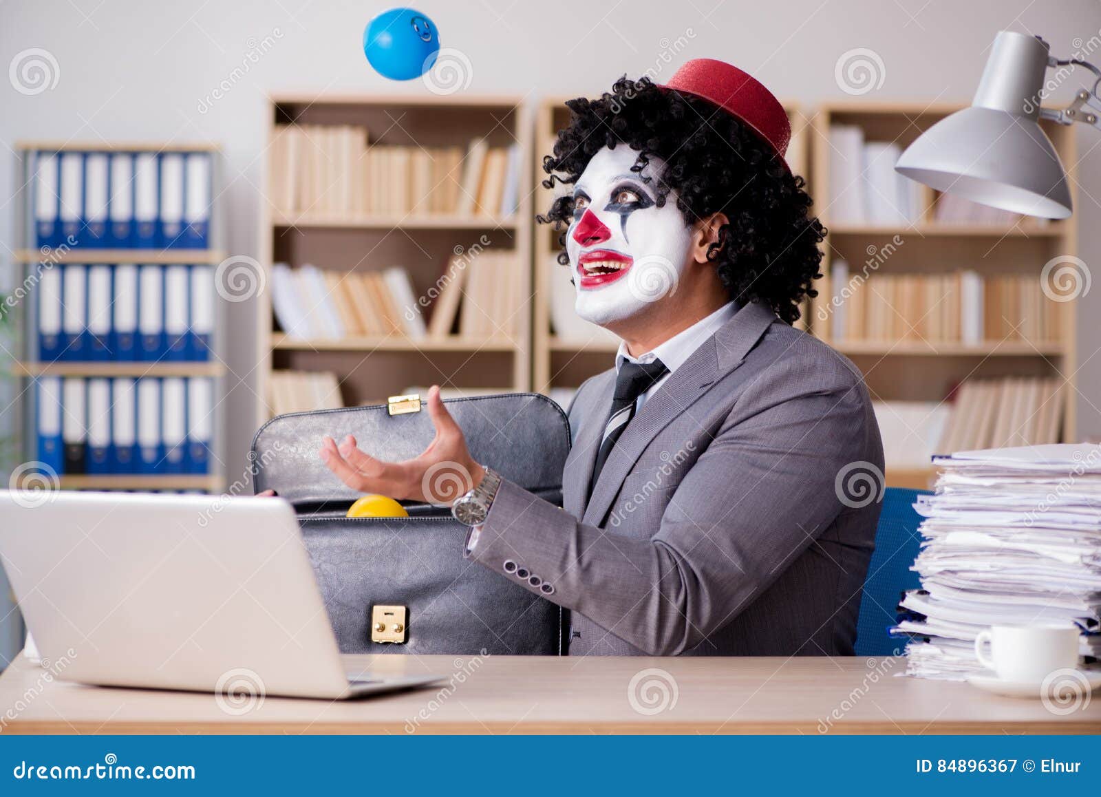 The Clown Businessman Working in the Office Stock Image - Image of ...