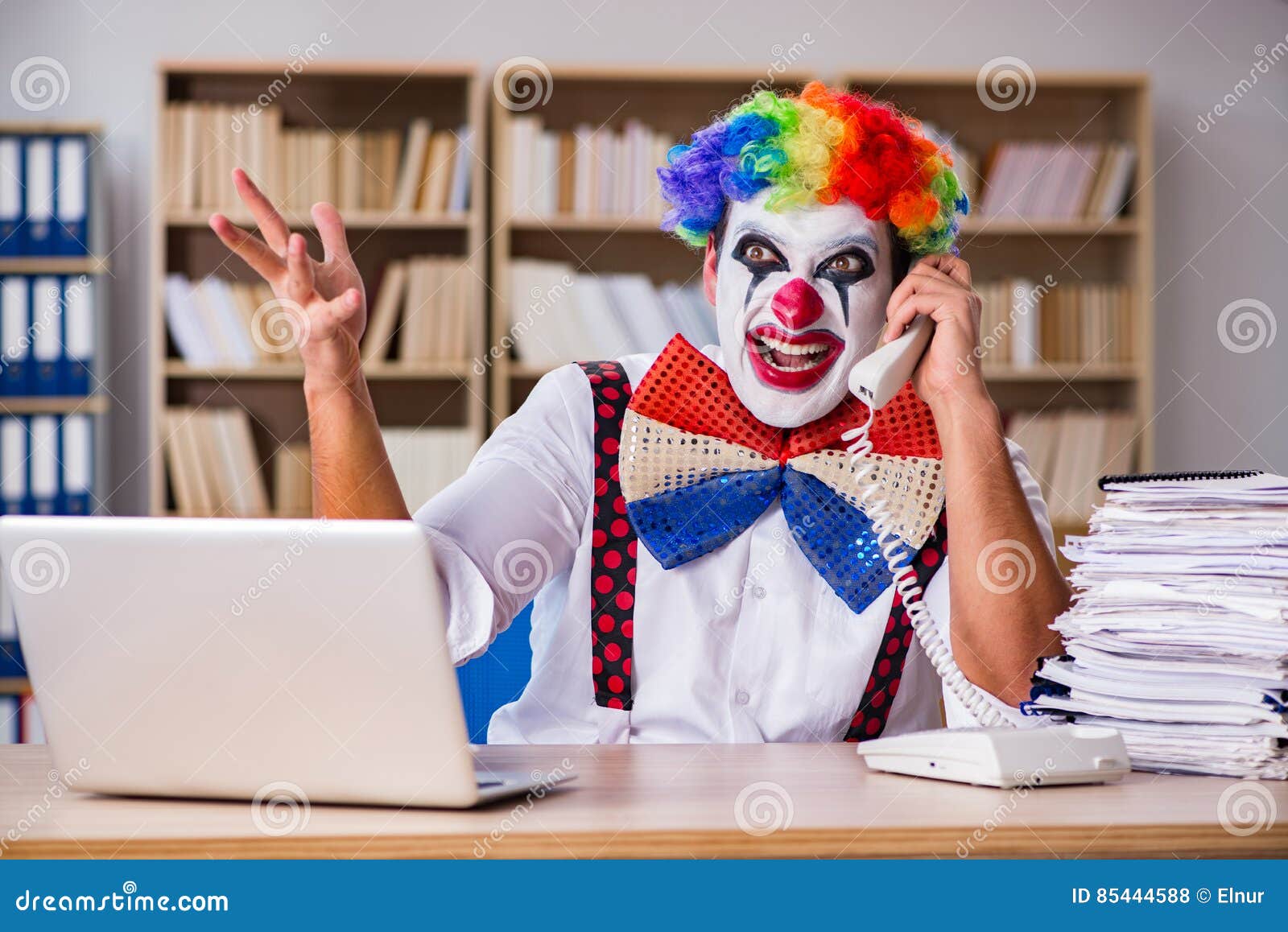 The Clown Businessman Working in the Office Stock Photo - Image of ...
