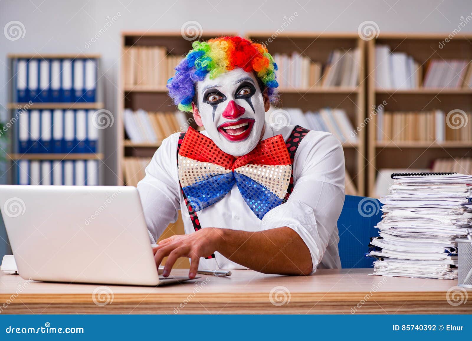 The Clown Businessman Working in the Office Stock Photo - Image of ...