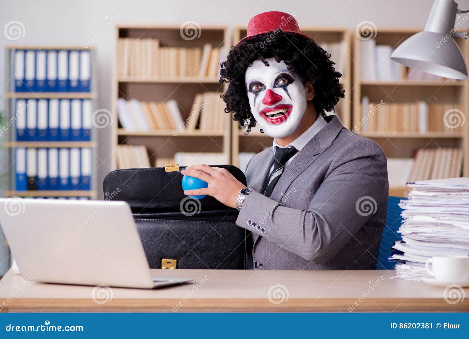 The Clown Businessman Working in the Office Stock Image - Image of boss ...