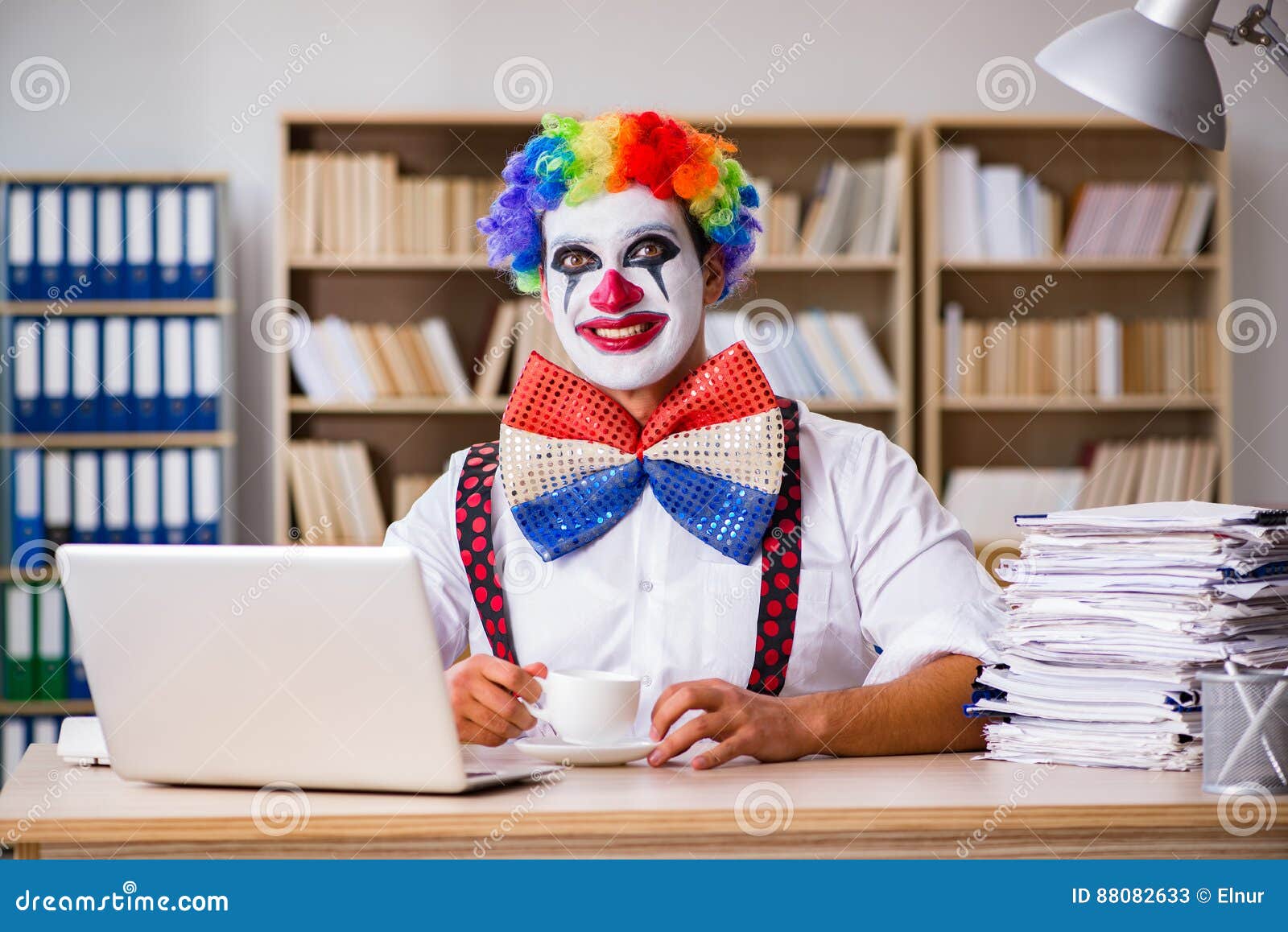 The Clown Businessman Working in the Office Stock Image - Image of ...