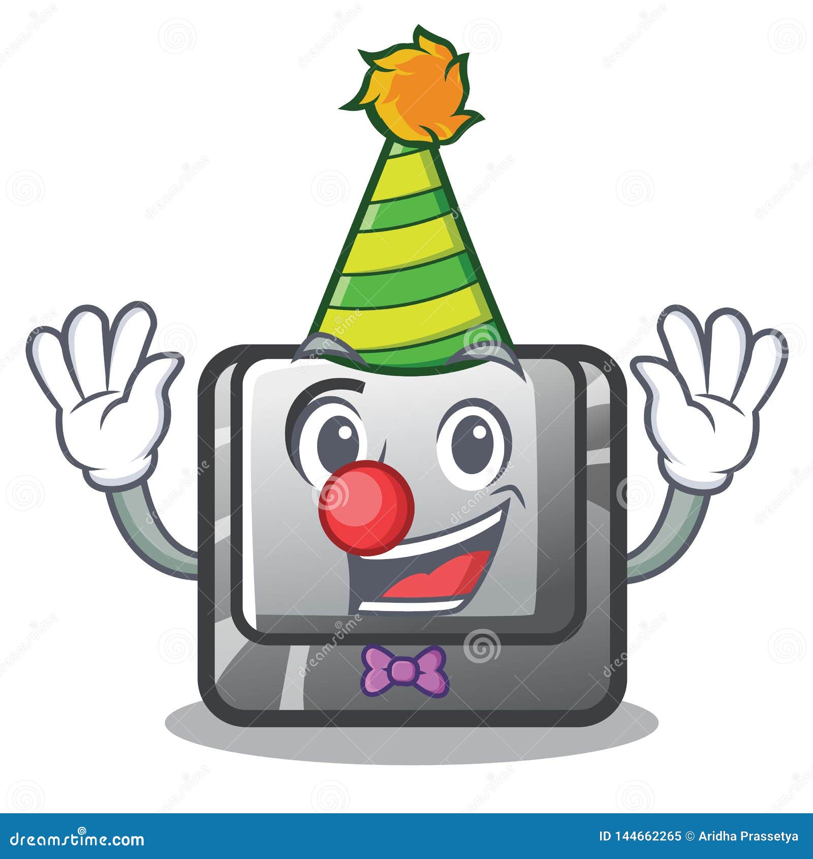 Clown Button C Installed on Cartoon Computer Stock Vector ...