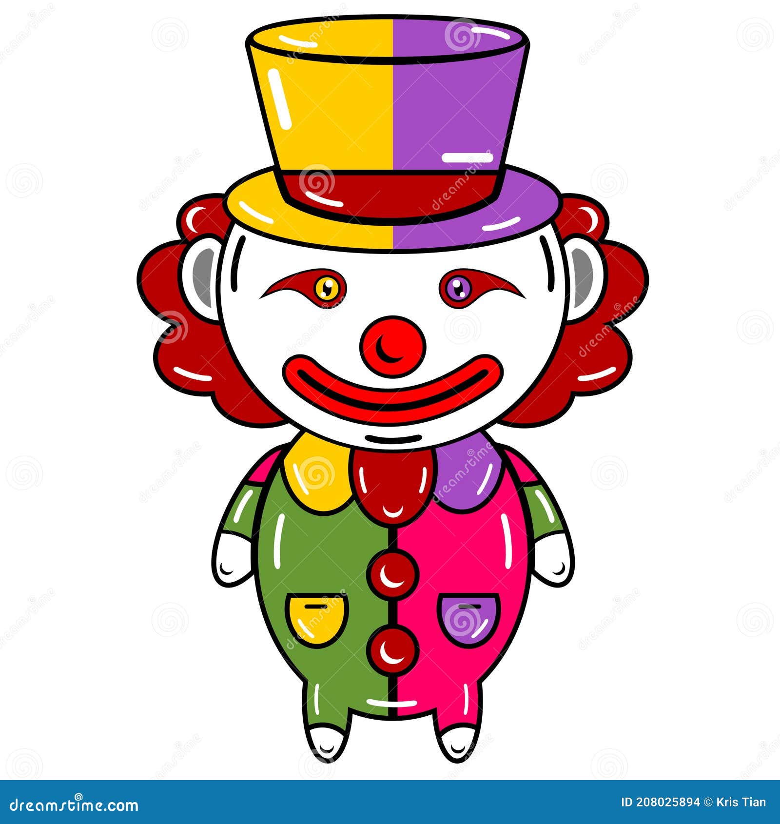 Clown chibi megician stock vector. Illustration of party - 208025894
