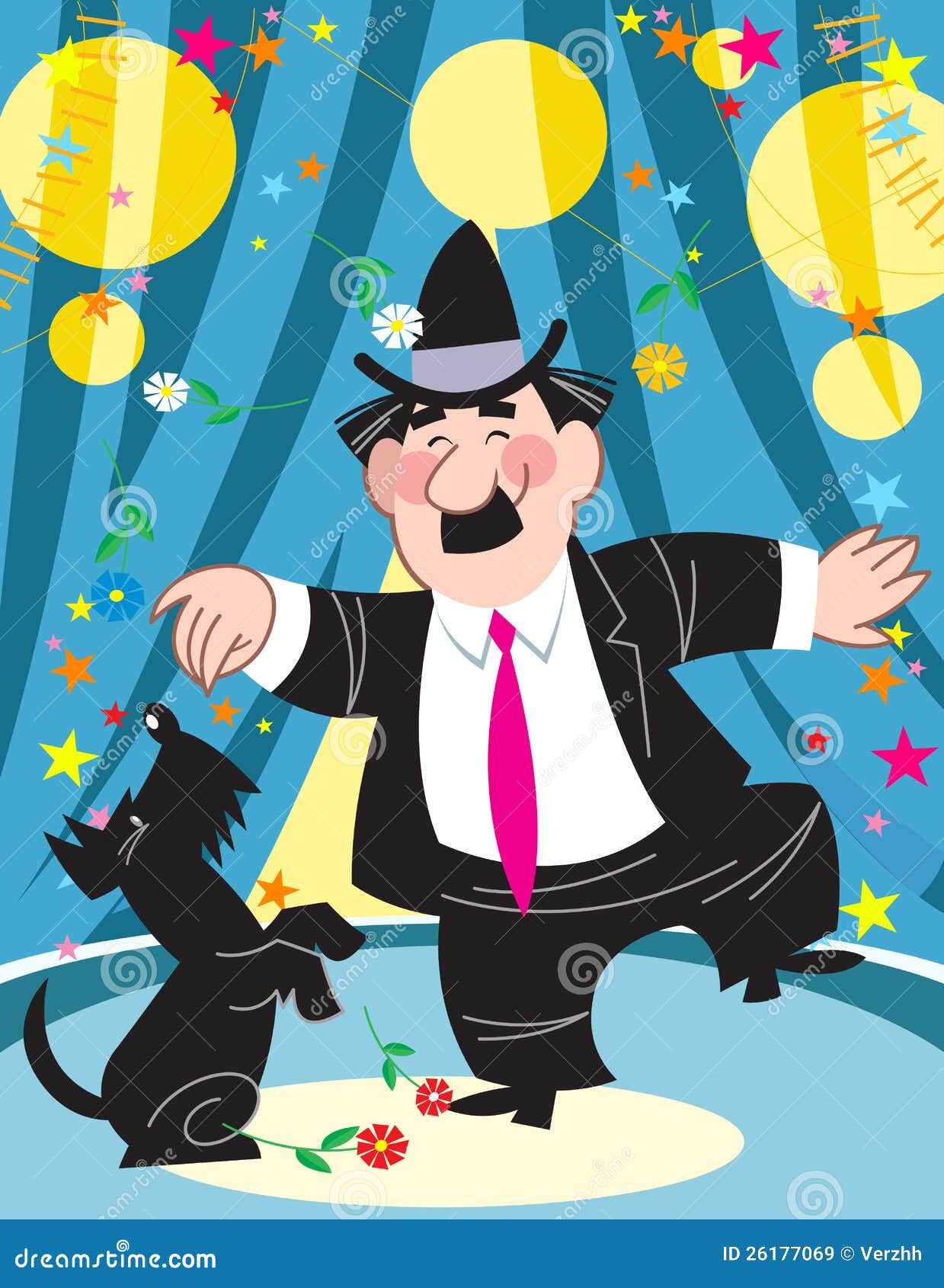 The Clown in the Circus with a Dog Stock Vector - Illustration of view ...