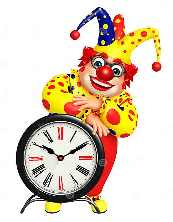 Clown with Clock stock illustration. Illustration of portrait - 77540995