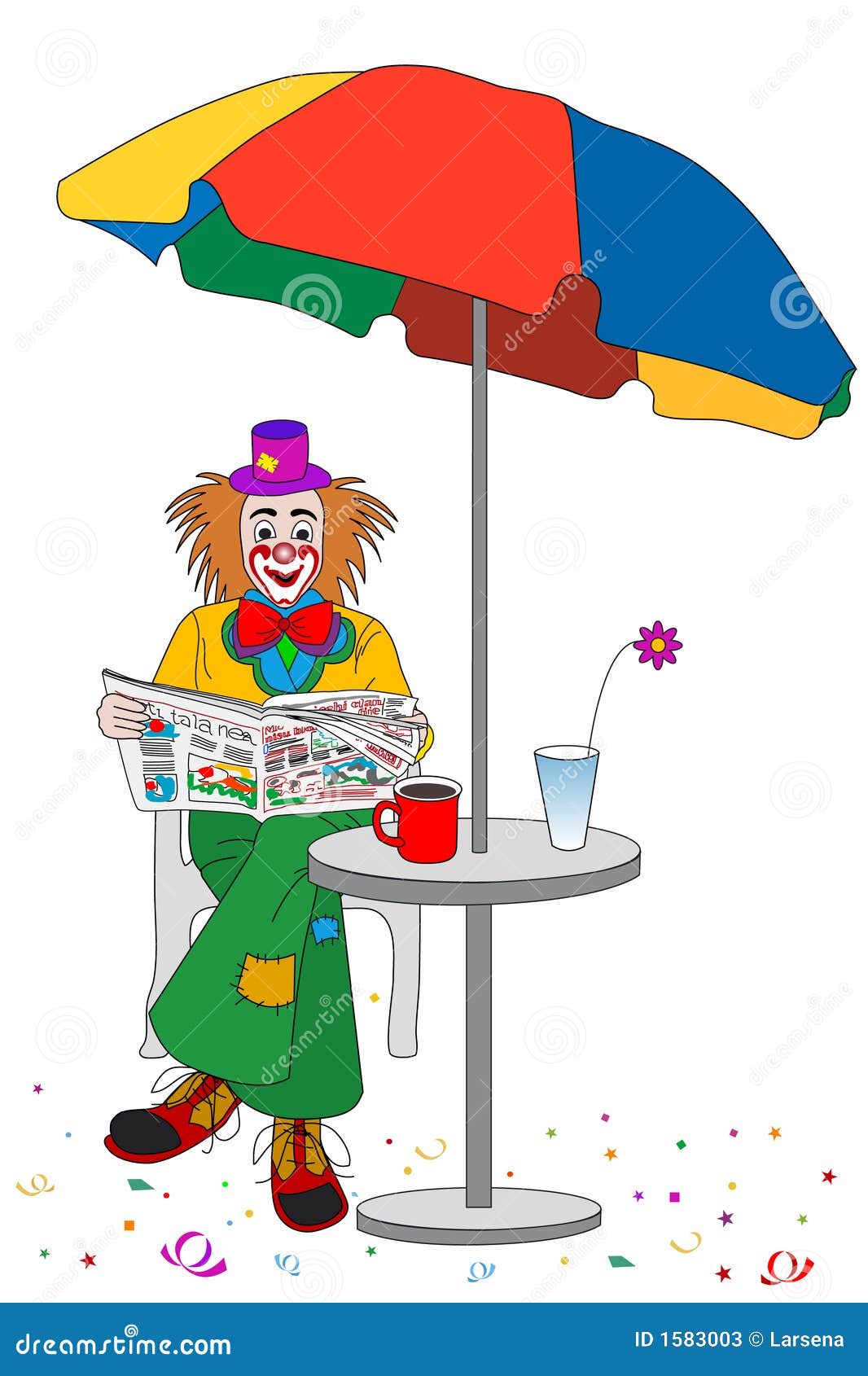 Clown coffee breaks stock vector. Illustration of sunshade - 1583003