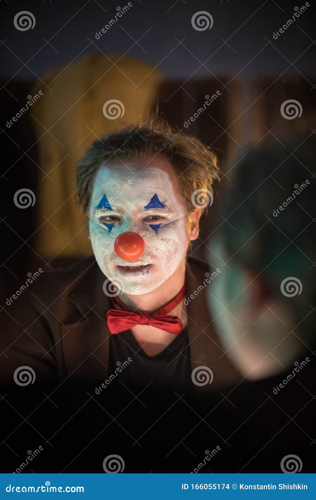 Clown Concept - A Crazy Man Clown Looking In The Camera And Smiling ...