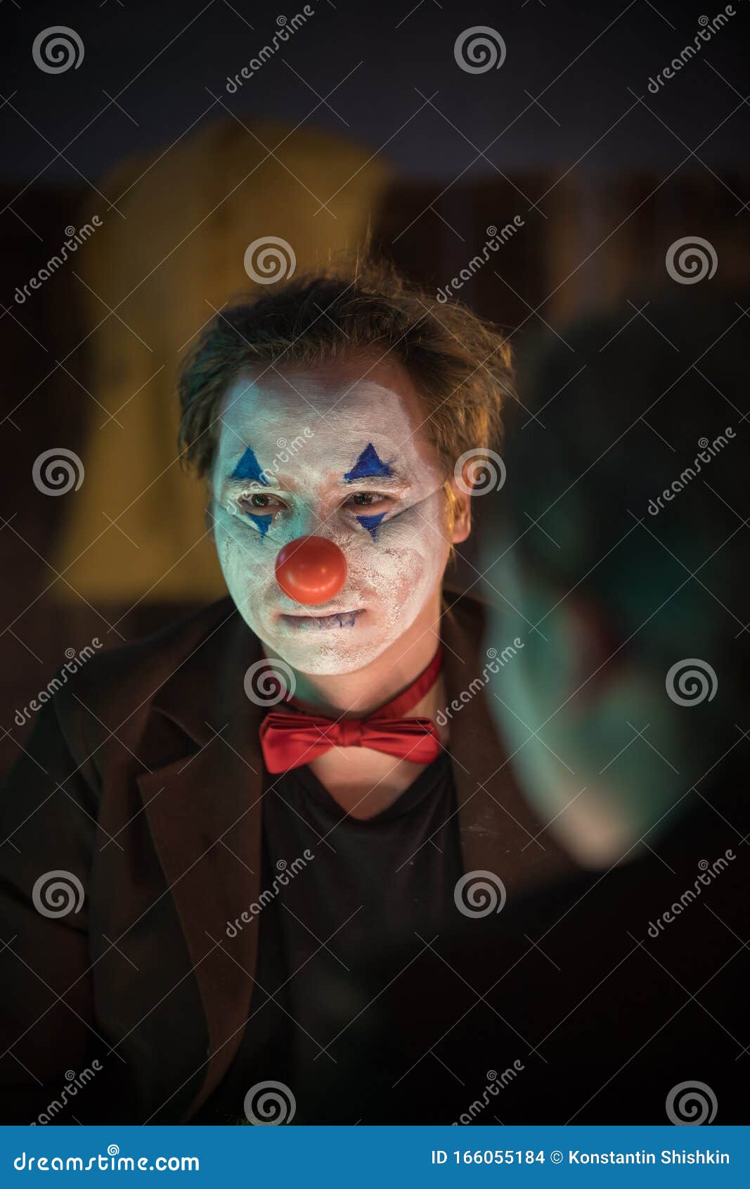 Clown Concept - A Crazy Man Clown Looking At His Mirror Reflection In ...