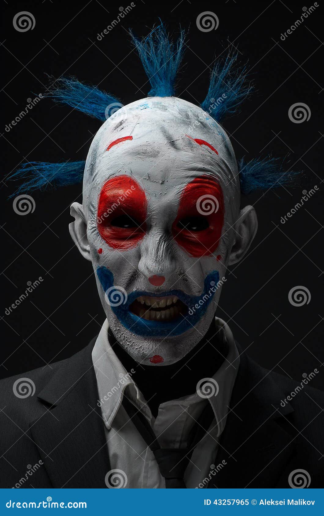 Clown Crazy Zombies Red Blue in a Jacket Stock Image - Image of furious ...
