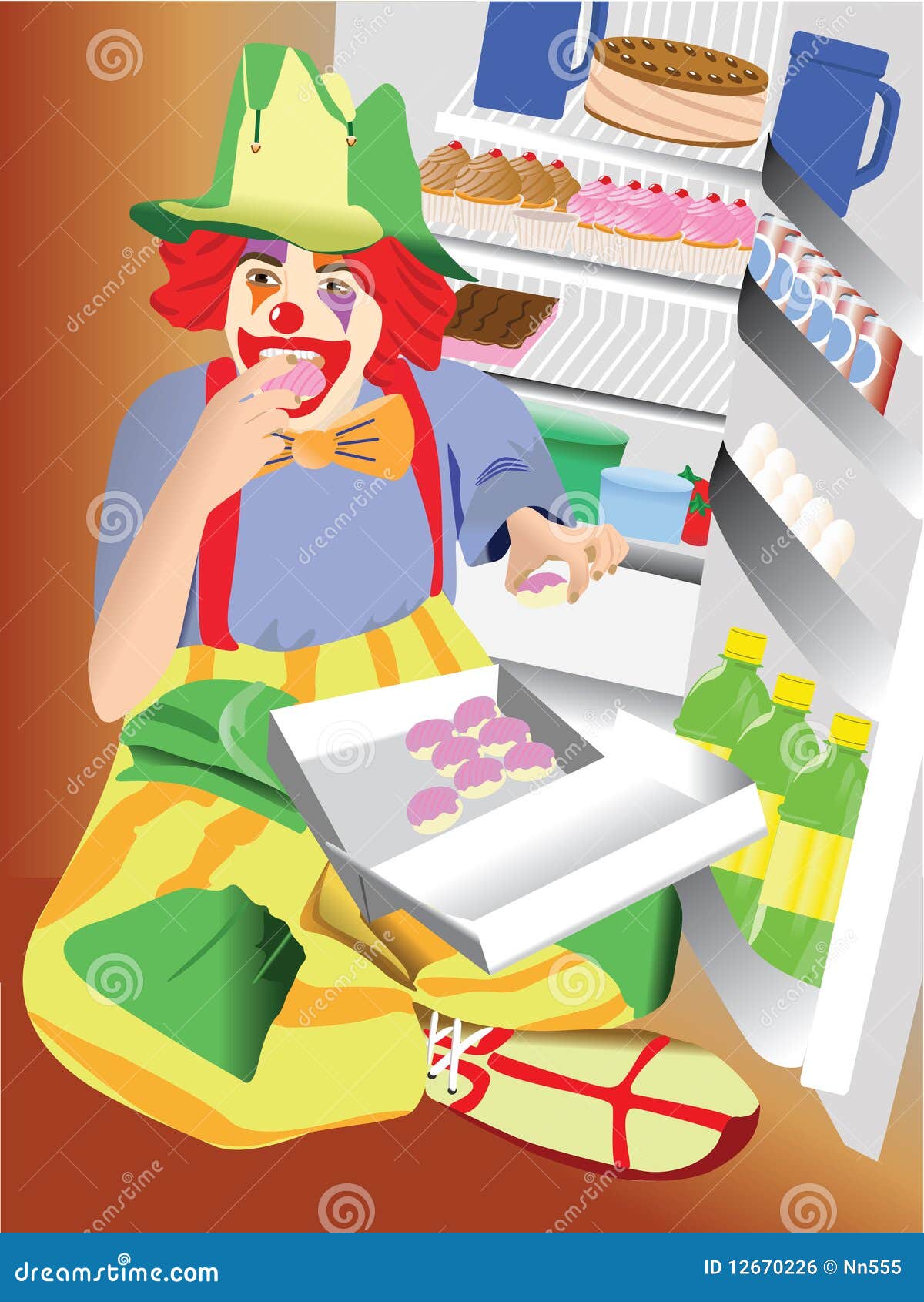 Clown, Der Kleinen Kuchen Isst Vektor Abbildung - Illustration von dumm ...