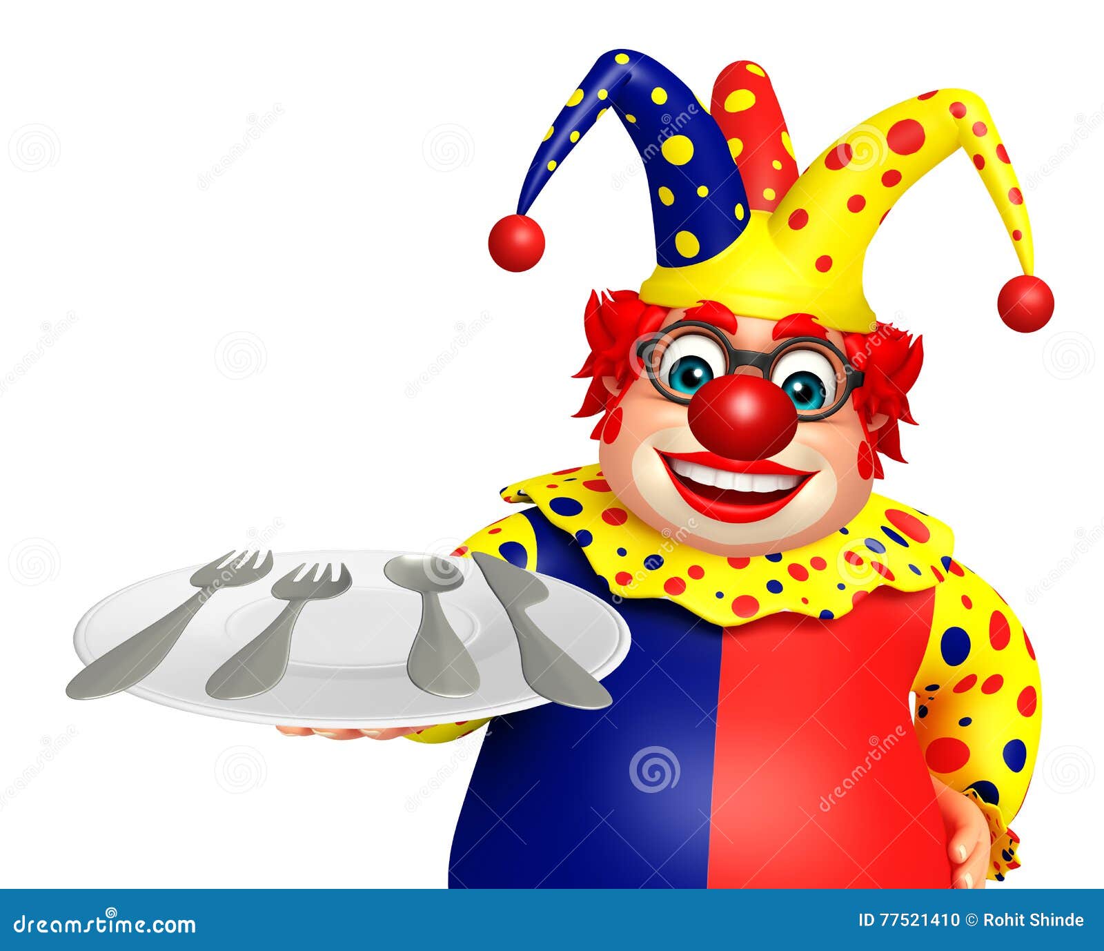 Clown with Dinner plate stock illustration. Illustration of mask - 77521410