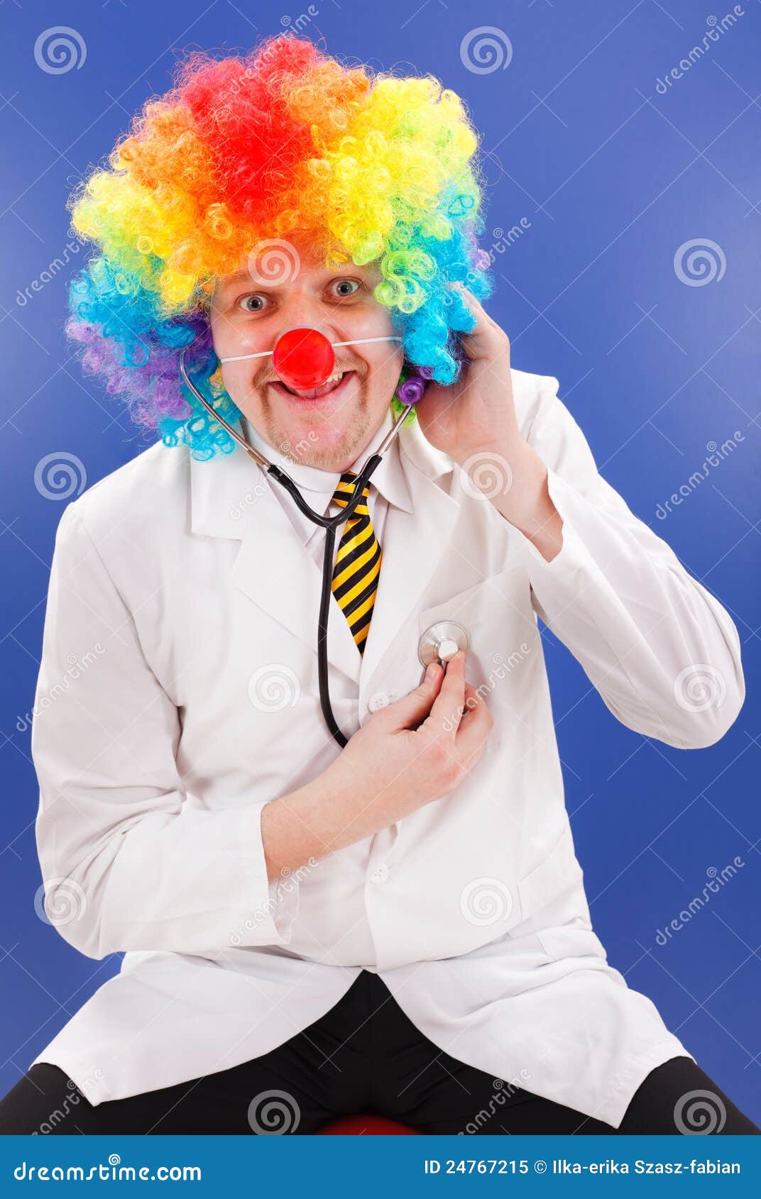 Clown Doctor On Blue With Stethoscope Royalty Free Stock Photo - Image ...