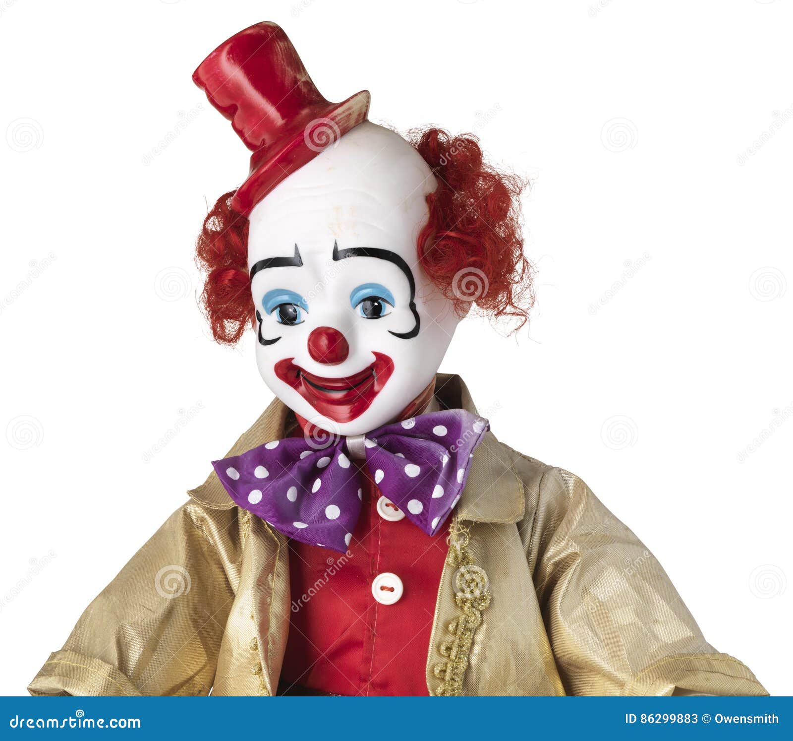 Clown Doll with Red Top Hat and Spotted Bow Tie Stock Image - Image of ...