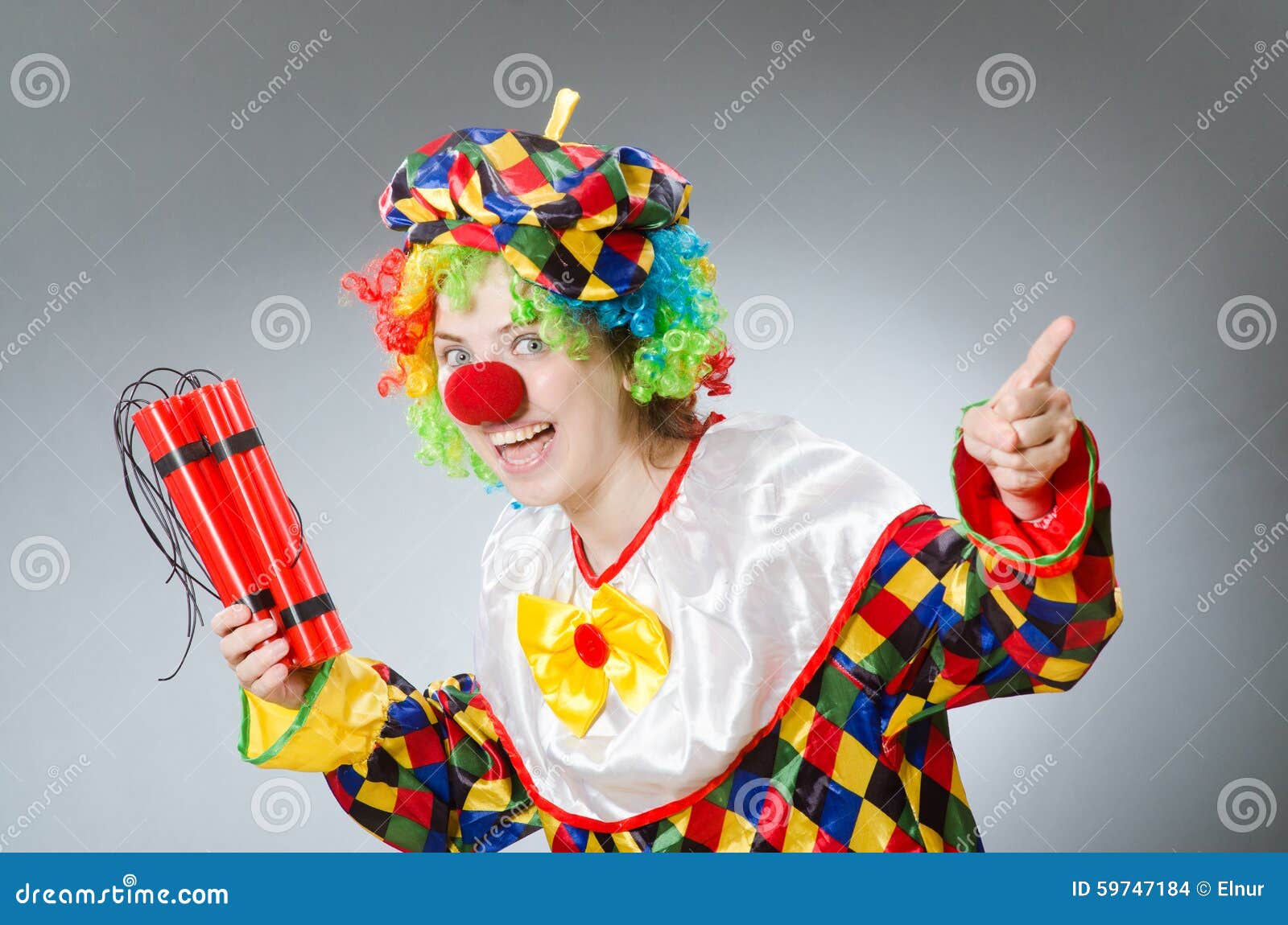 Clown with Dynamite in Funny Concept Stock Photo - Image of detonator ...