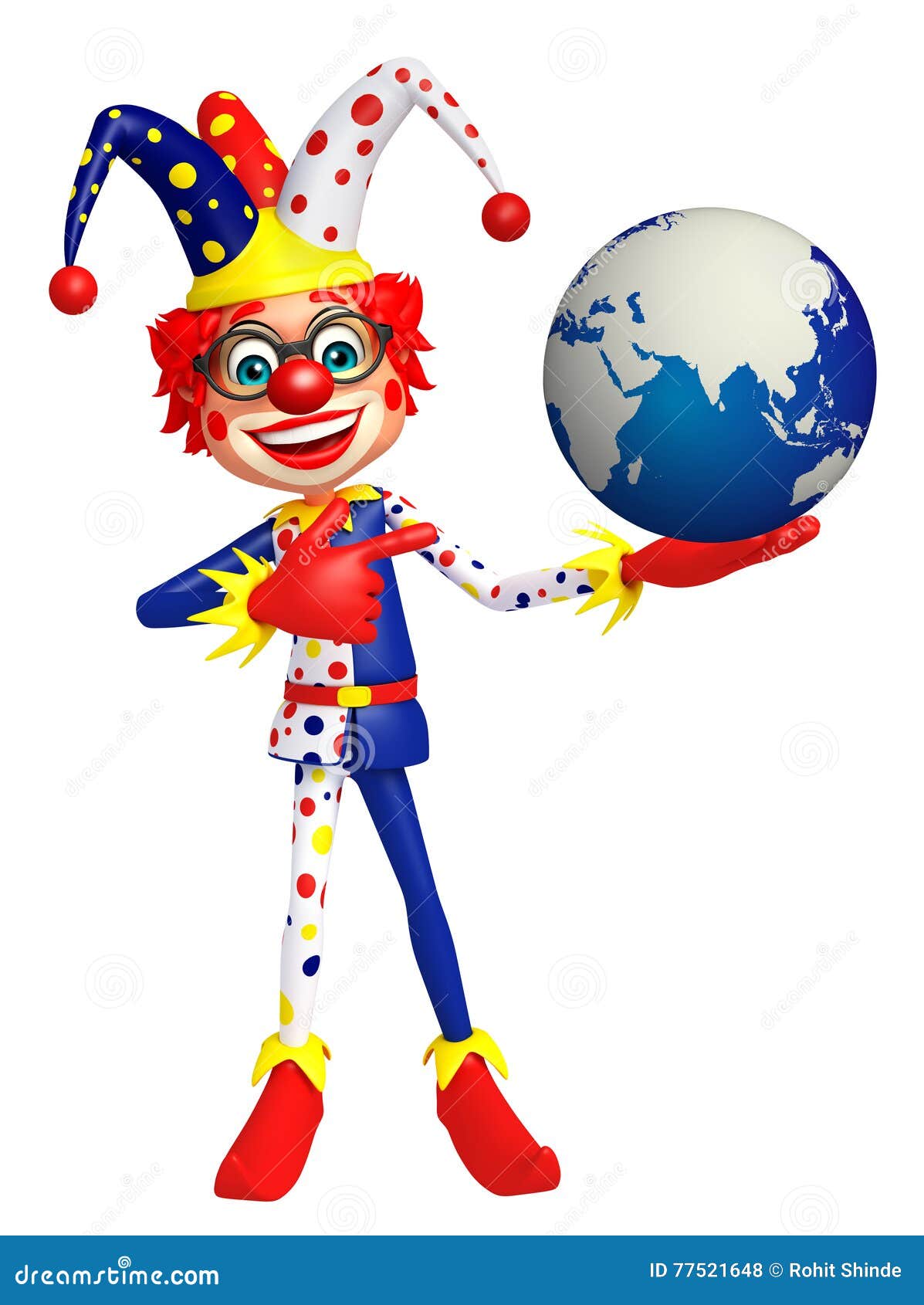 Clown with Earth stock illustration. Illustration of isolated - 77521648