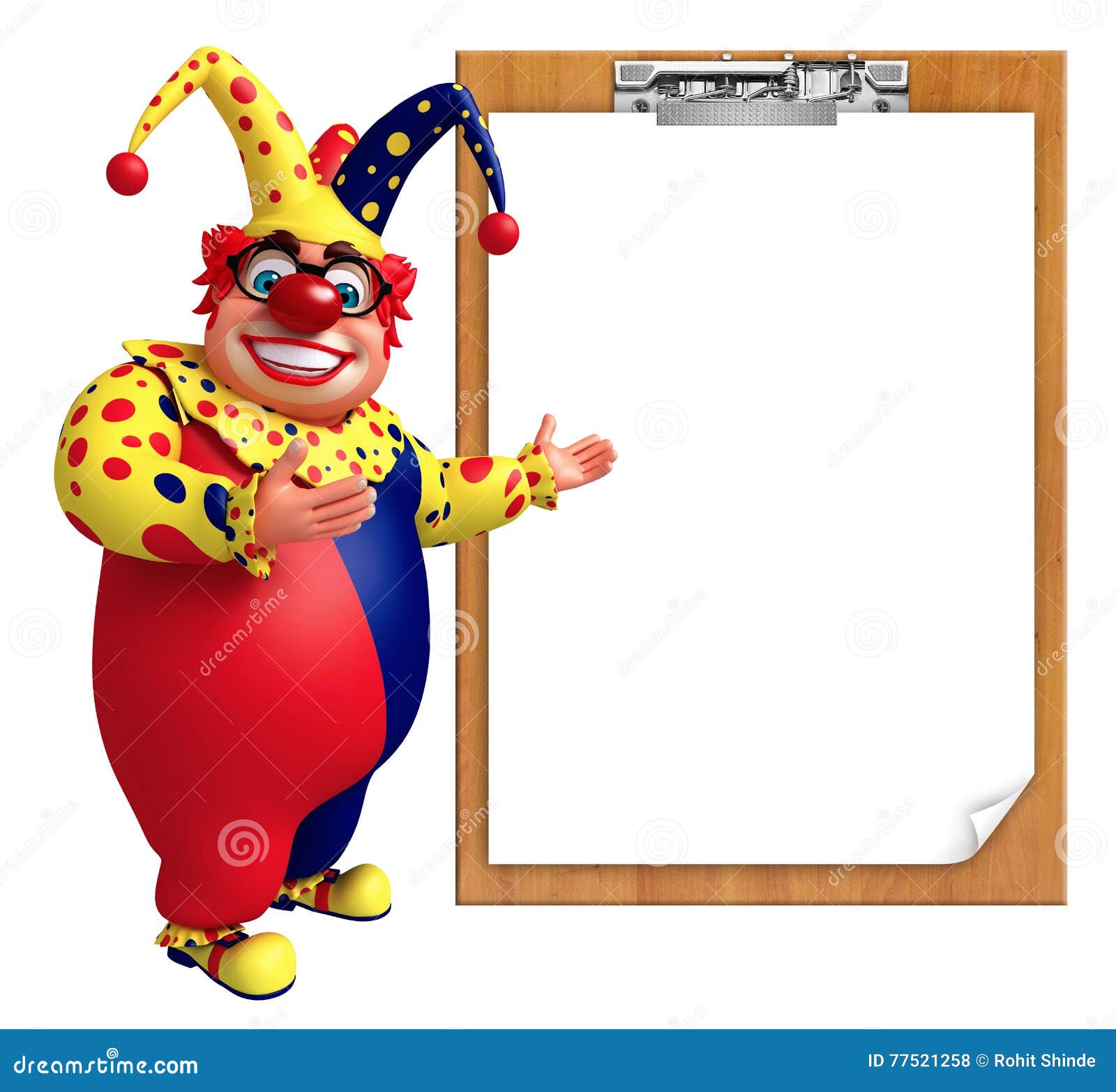 Clown with Exam pad stock illustration. Illustration of humor - 77521258