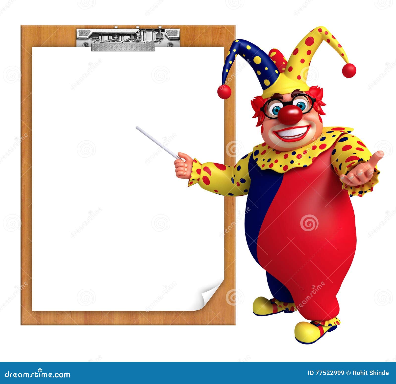 Clown with Exam pad stock illustration. Illustration of comic - 77522999