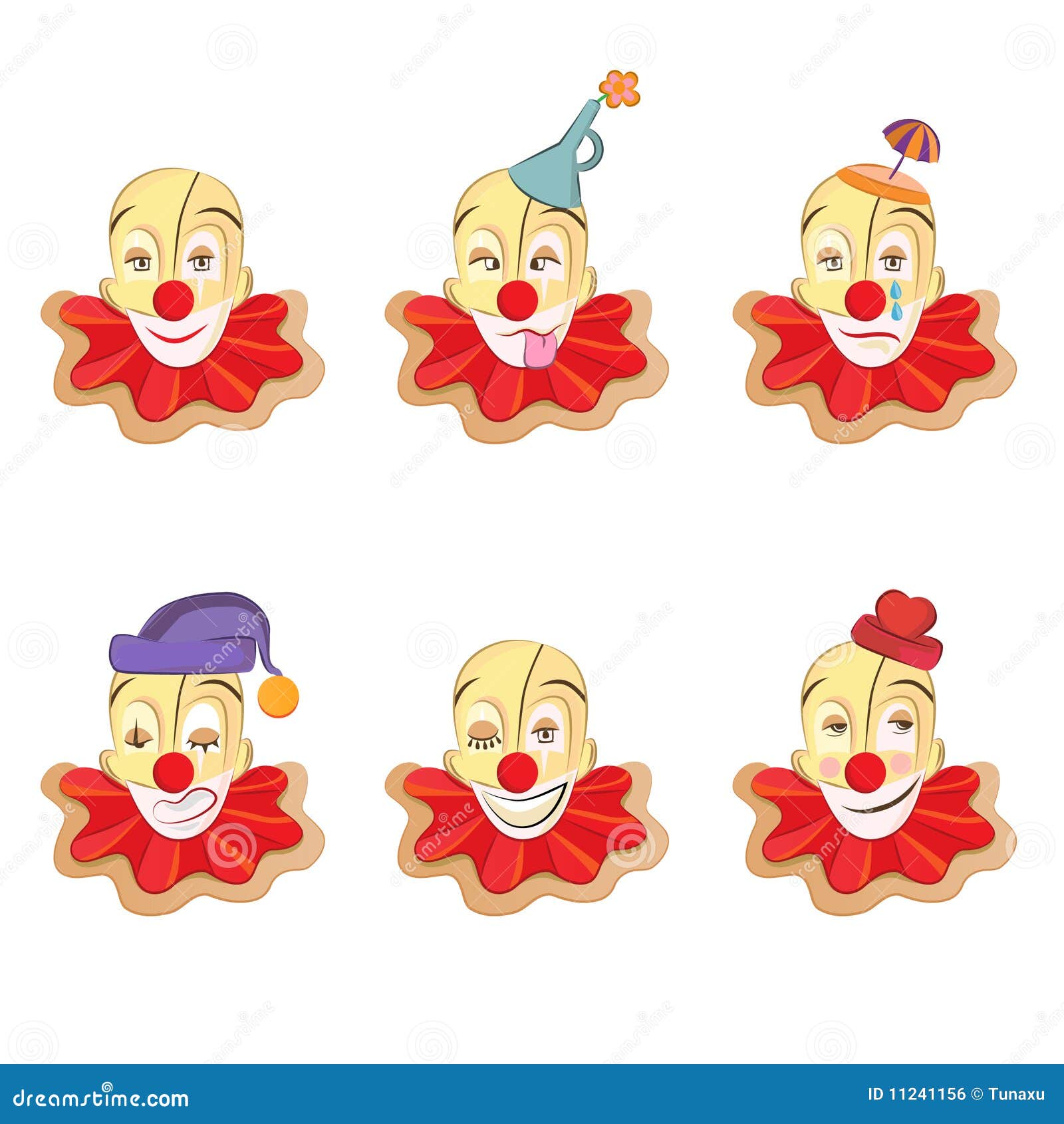 Clown face set stock vector. Illustration of drawn, emotion - 11241156