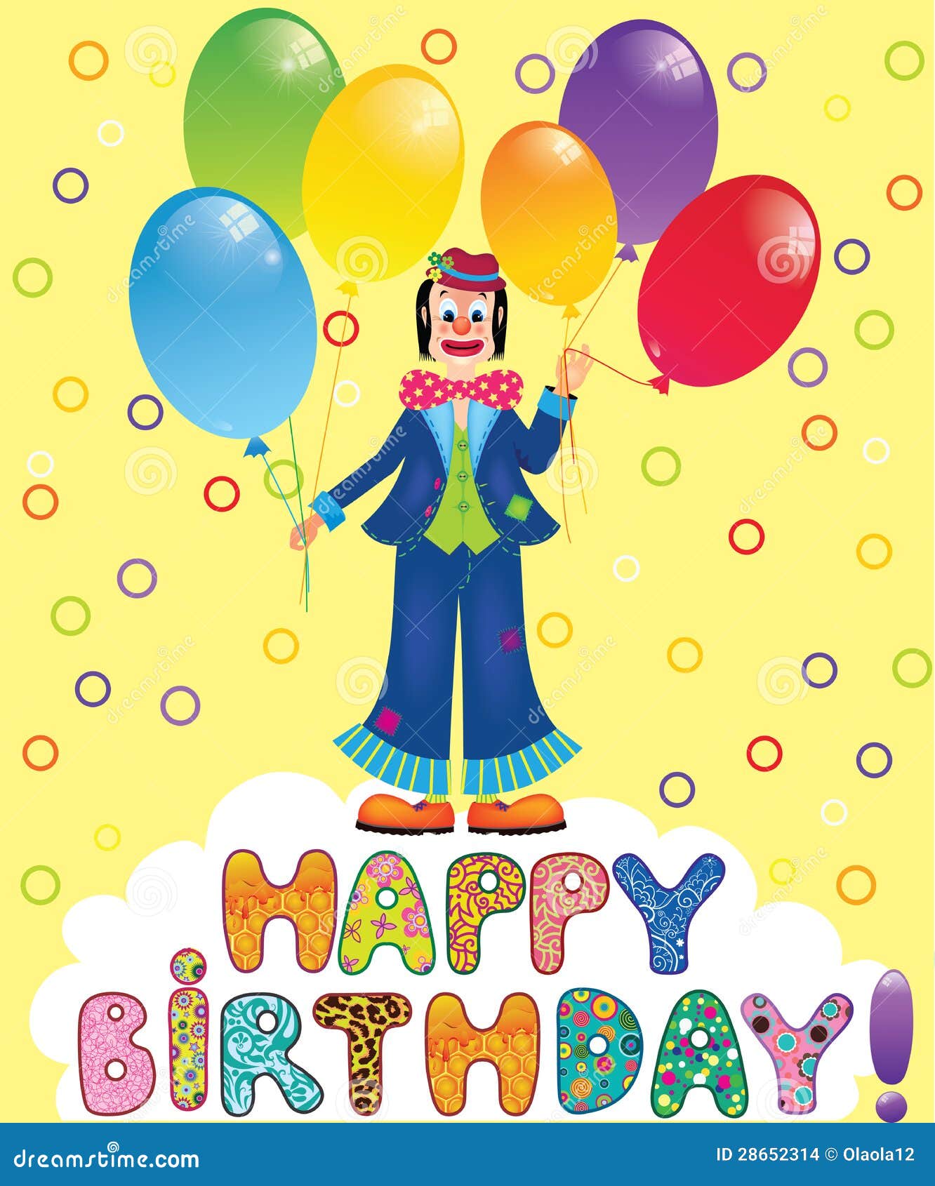 Clown with Festive Balloons Stock Vector - Illustration of ball ...
