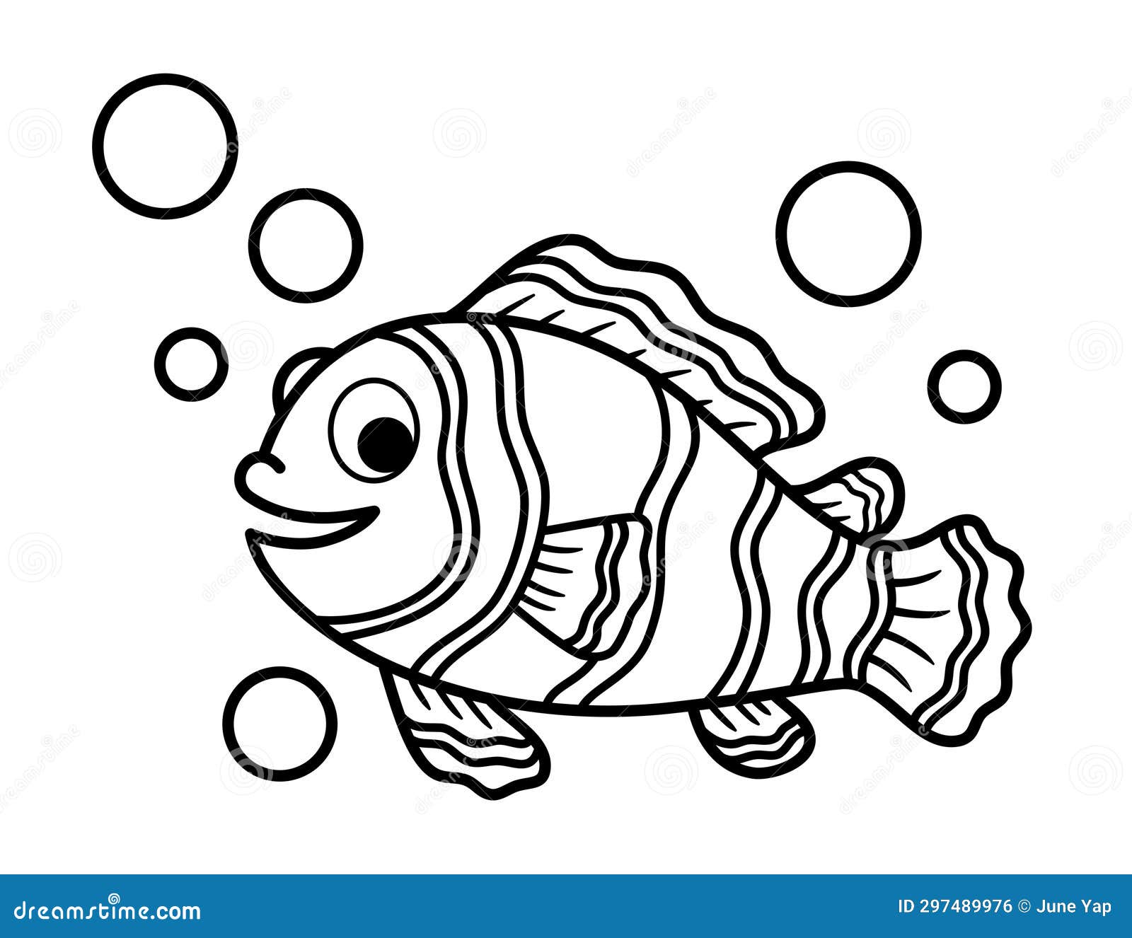 Clown Fish Coloring Page for Children Stock Illustration - Illustration ...