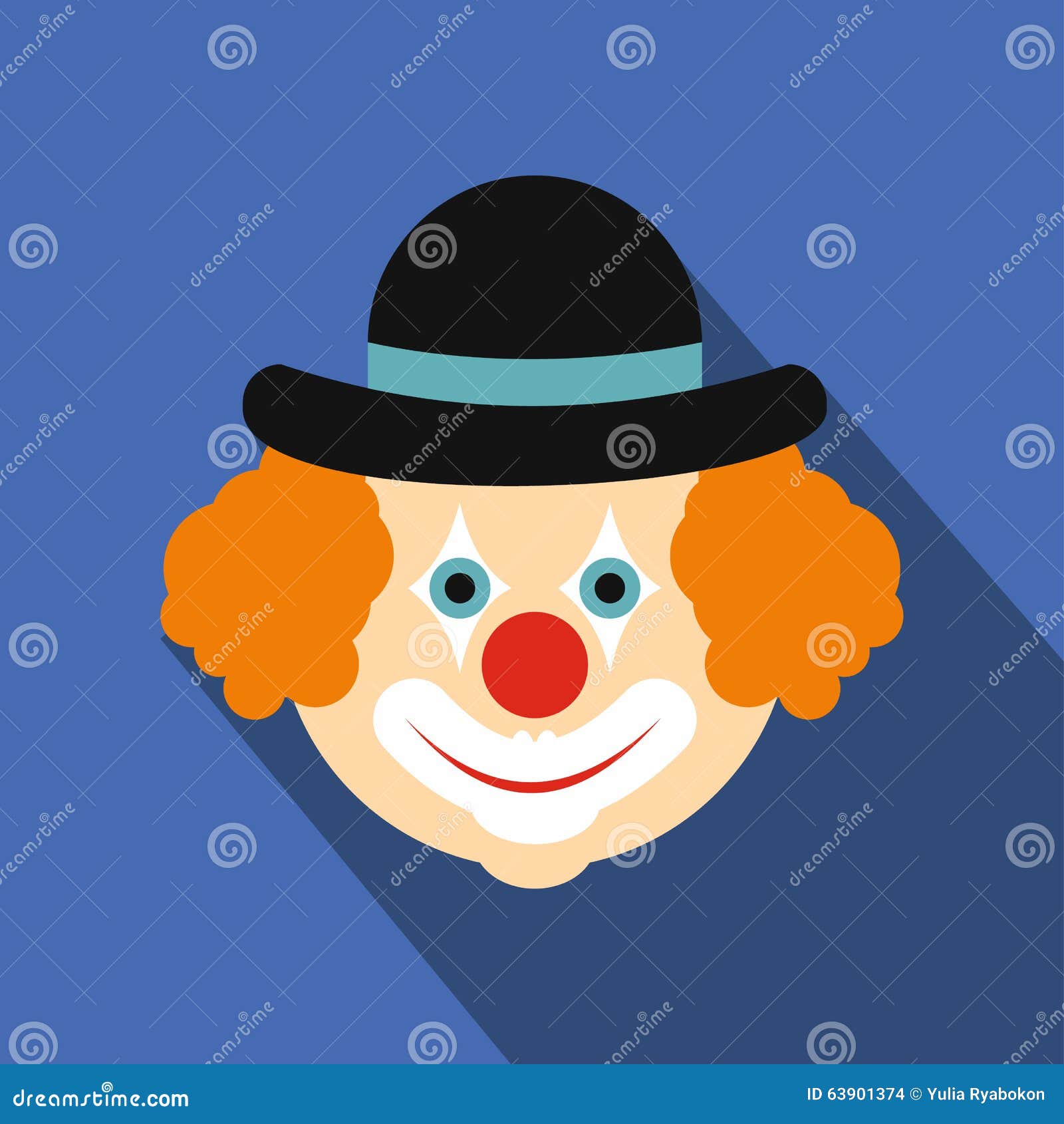 Clown flat icon stock vector. Illustration of happiness - 63901374