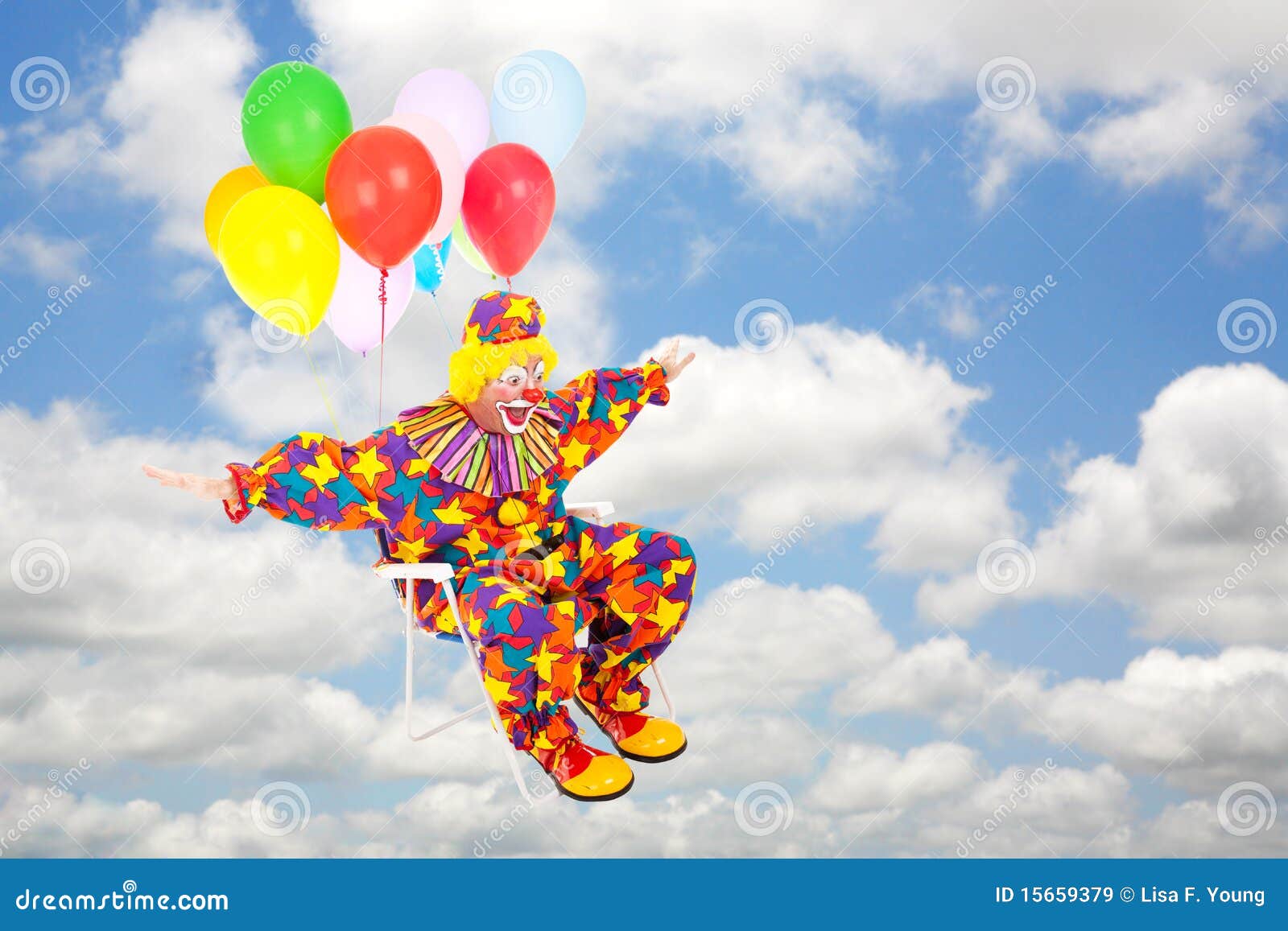 Clown Flies through Sky stock image. Image of flight - 15659379