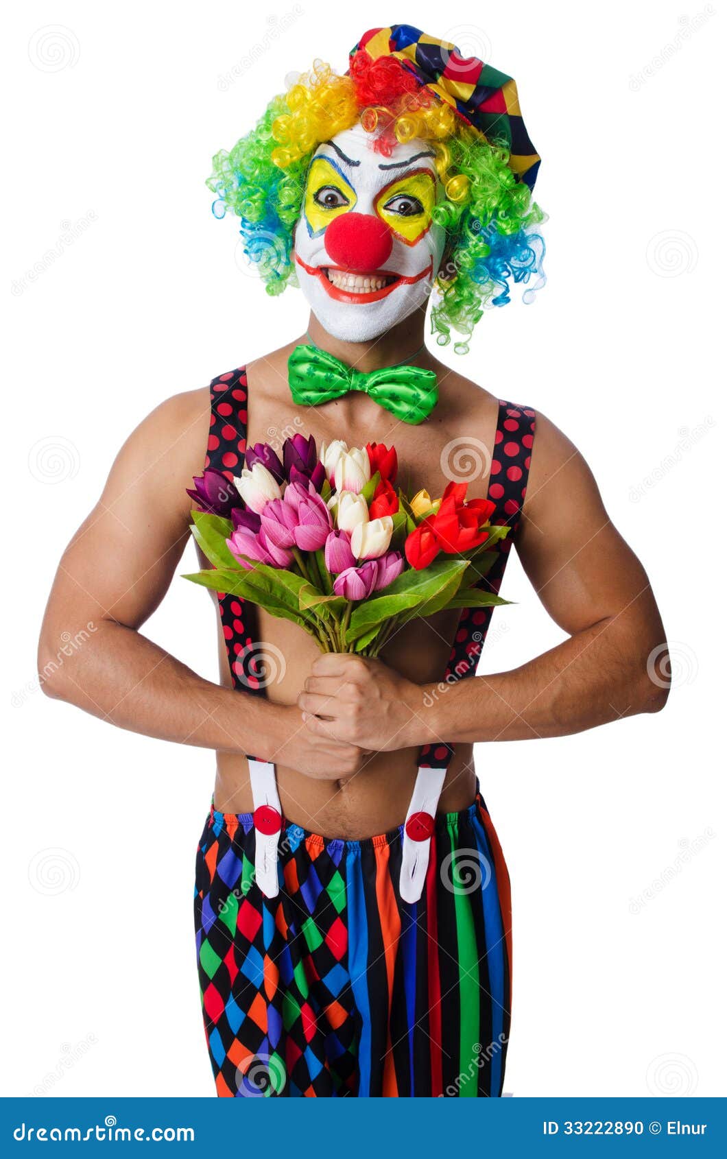 Clown with flowers stock photo. Image of clown, harlequin - 33222890
