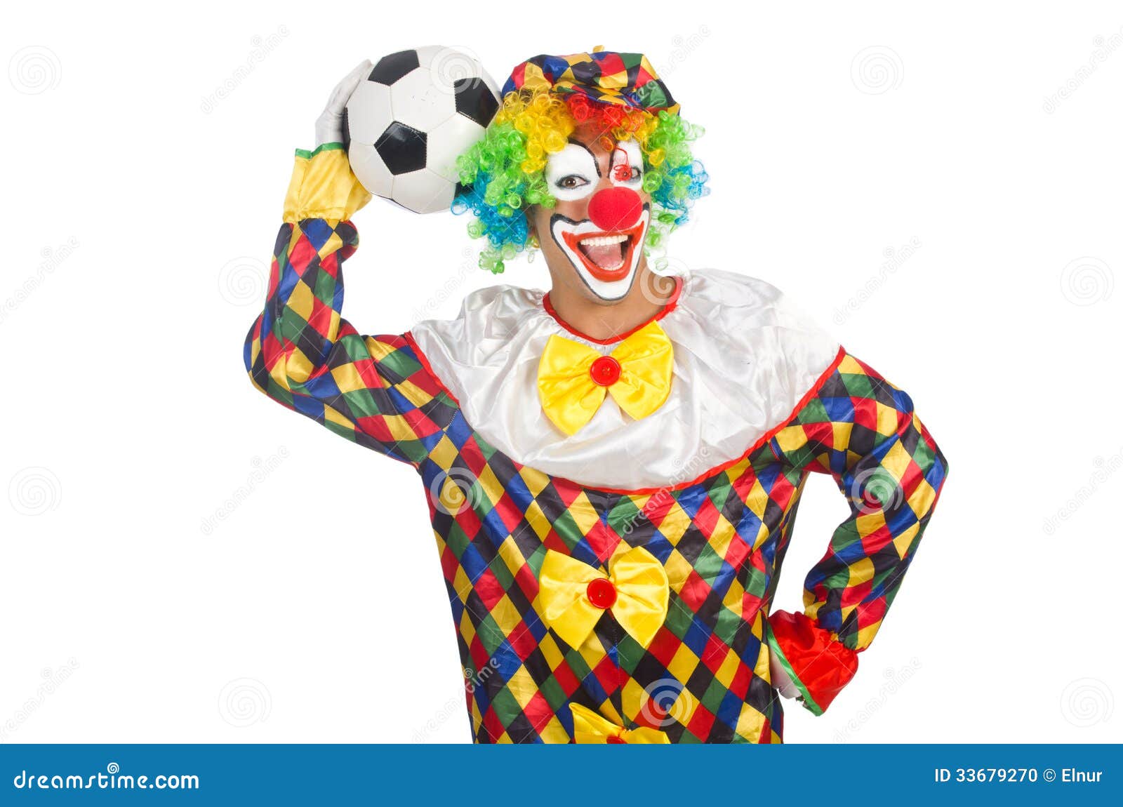 Clown with football ball stock photo. Image of leather - 33679270