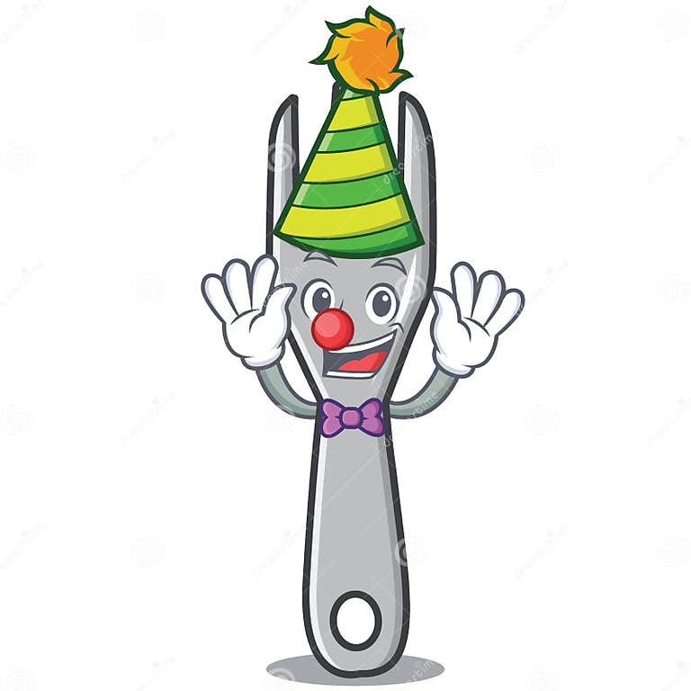 Clown Fork Character Cartoon Style Stock Vector - Illustration of ...