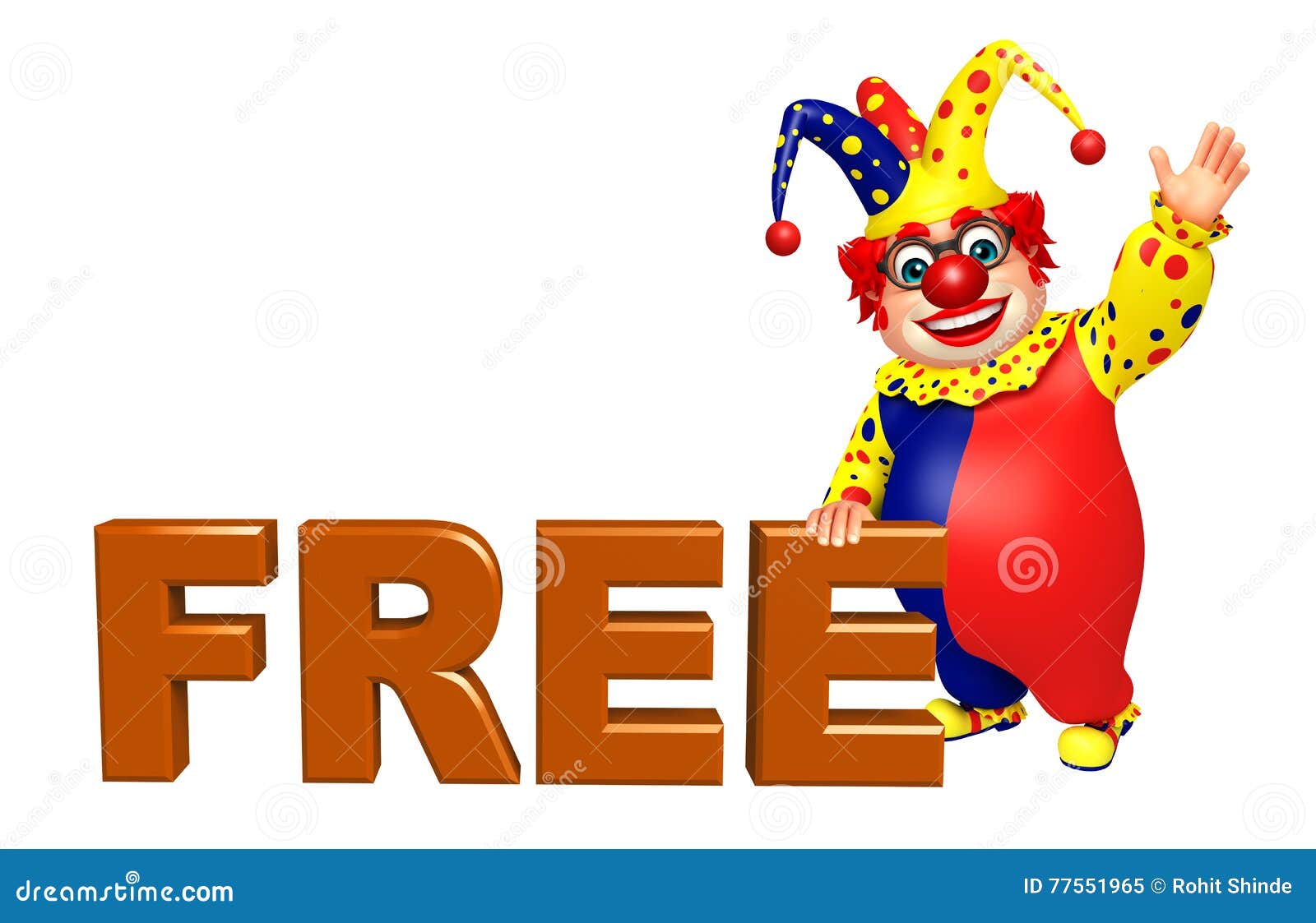 Clown with Free sign stock illustration. Illustration of portrait ...
