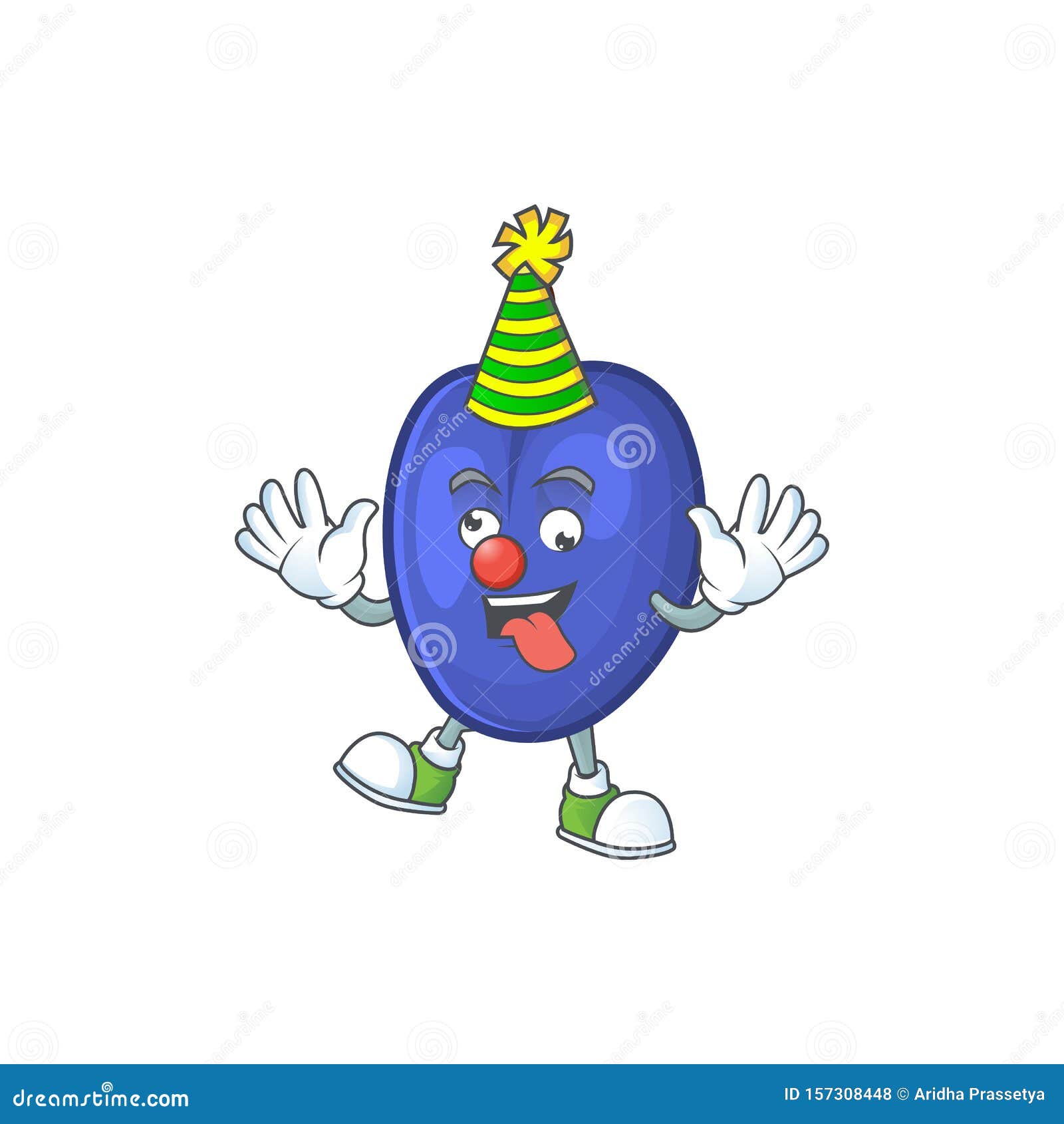 Clown Fruits Prune Character on White Background Stock Vector ...