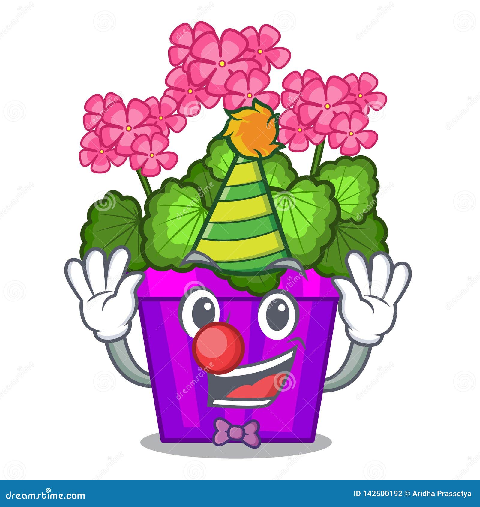 Clown Geranium Flowers in the Cartoon Shape Stock Vector - Illustration ...