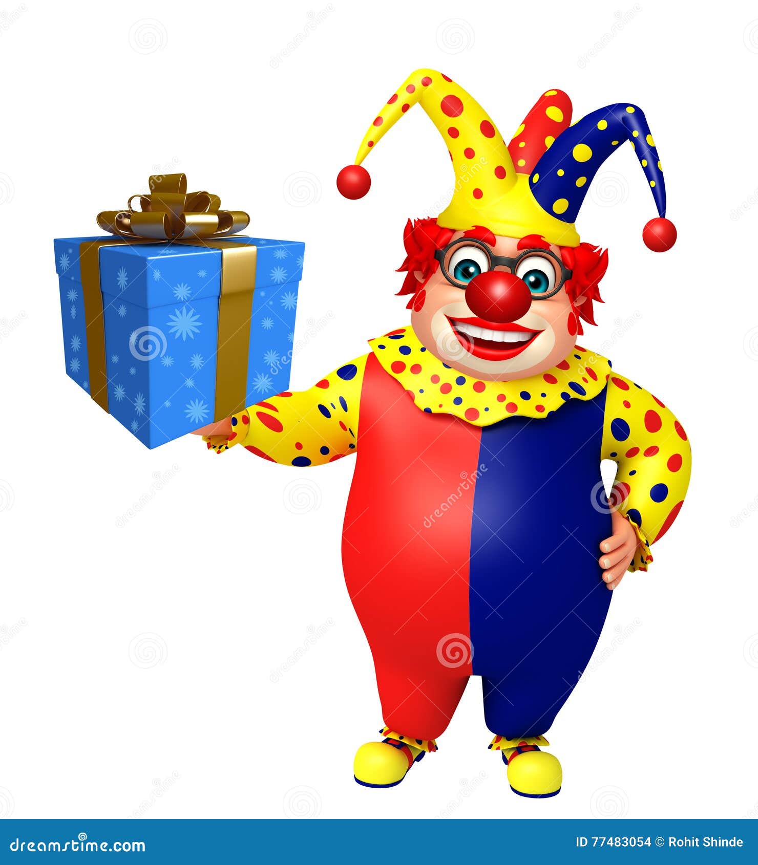 Clown with Gift box stock illustration. Illustration of celebration ...