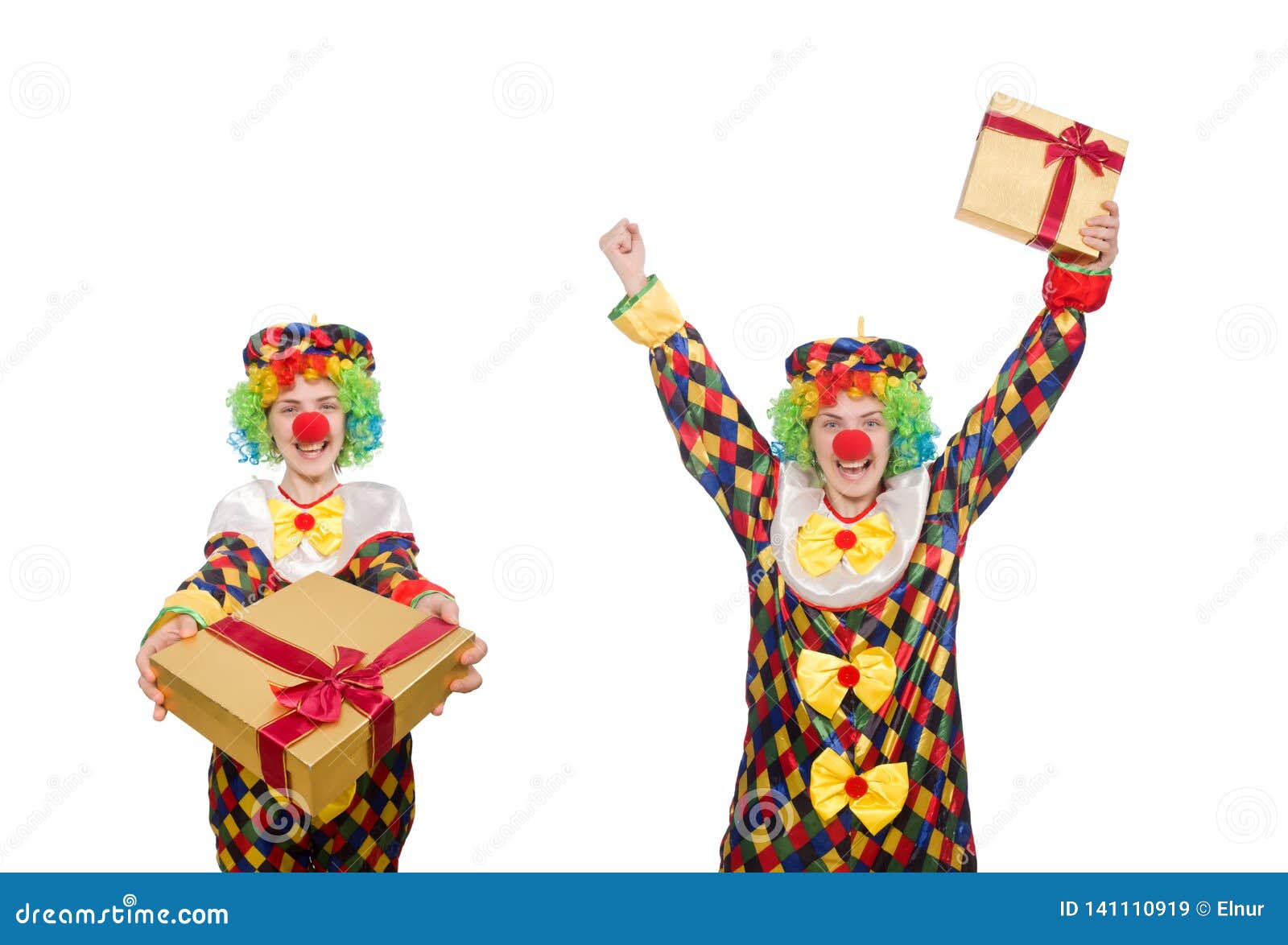 The Clown with Giftbox Isolated on White Stock Image - Image of ...