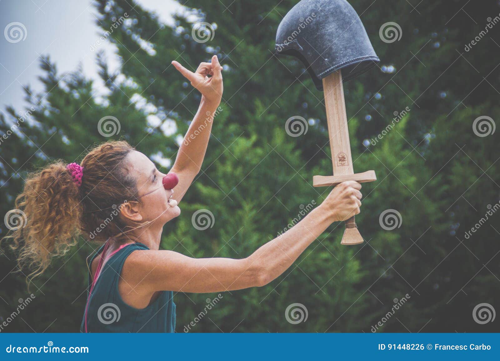 Clown girl sword helmet editorial photo. Image of princess - 91448226