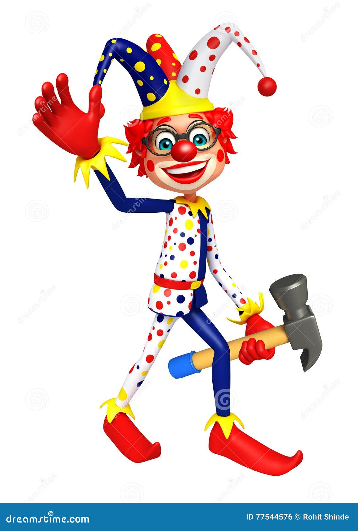 Clown with Hammer stock illustration. Illustration of isolated - 77544576