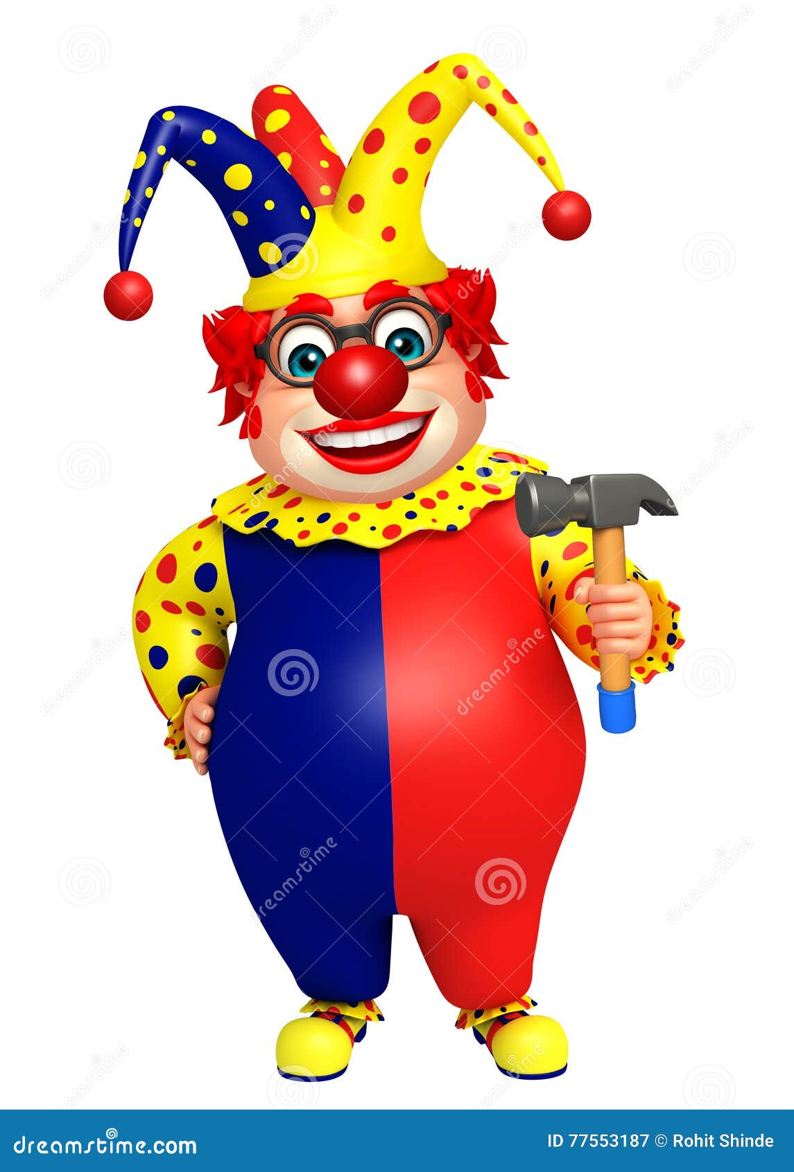Clown with Hammer stock illustration. Illustration of humor - 77553187