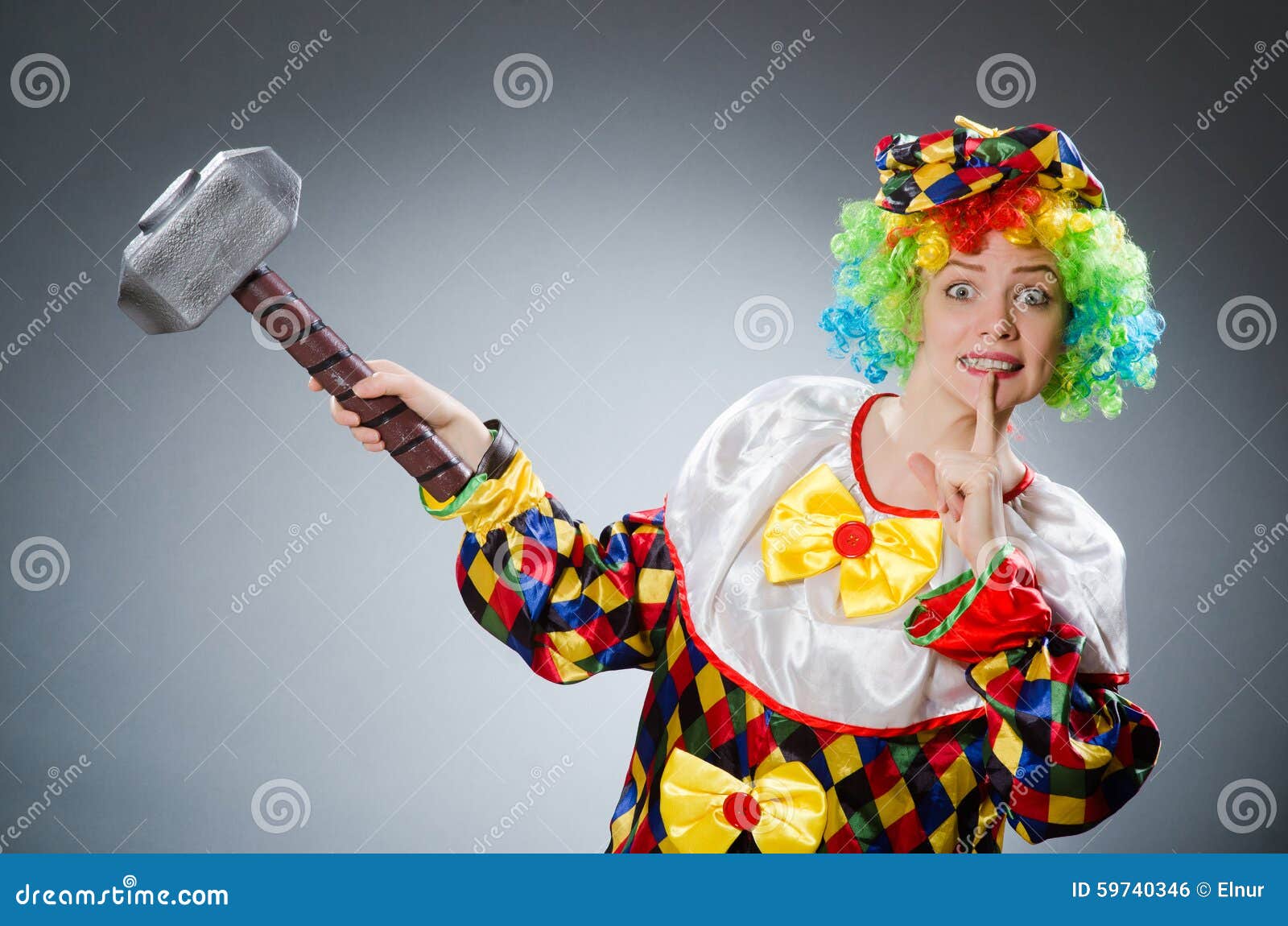 Clown with Hammer in Funny Concept Stock Photo - Image of character ...