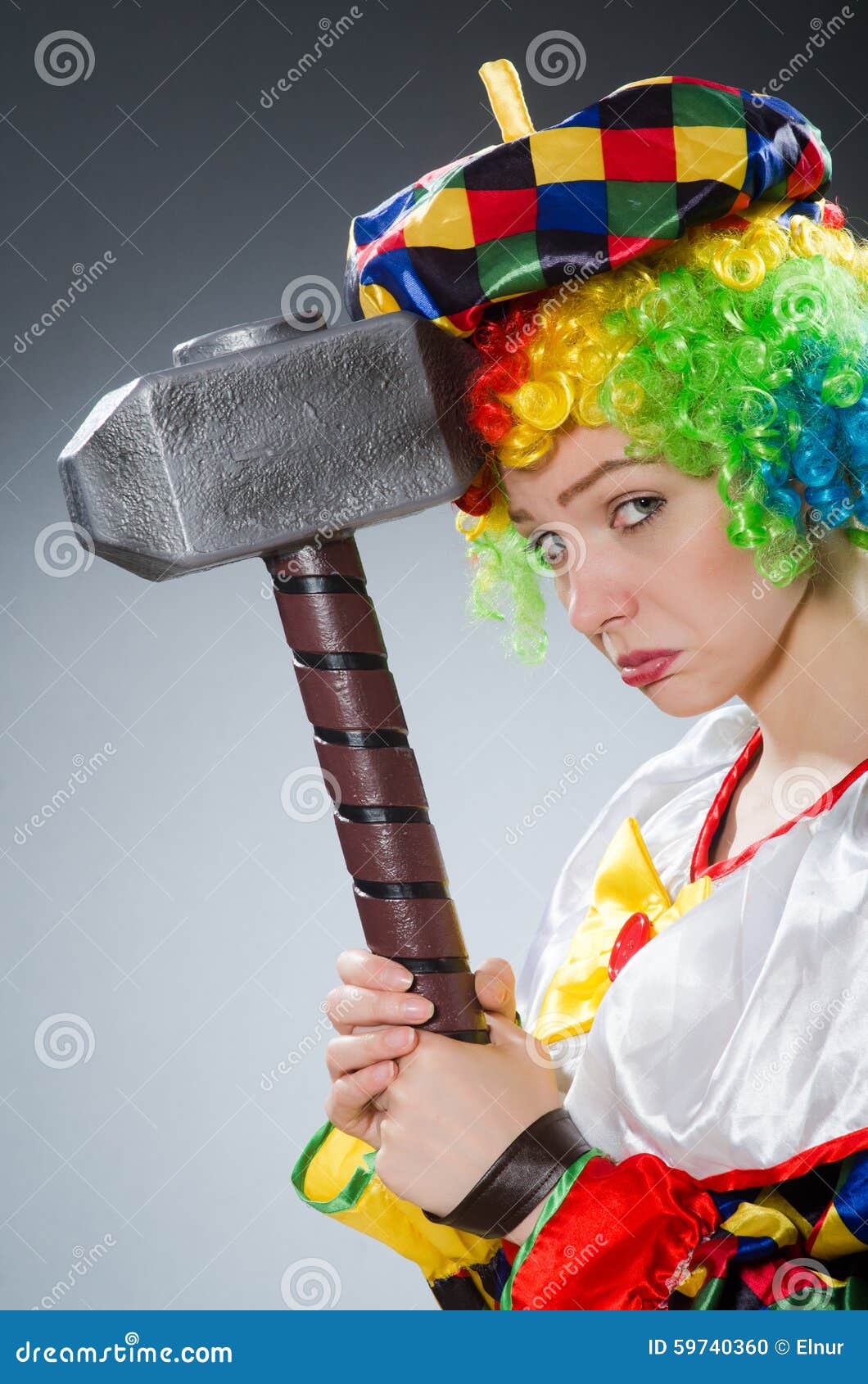 Clown with Hammer in Funny Concept Stock Photo - Image of fool, humor ...