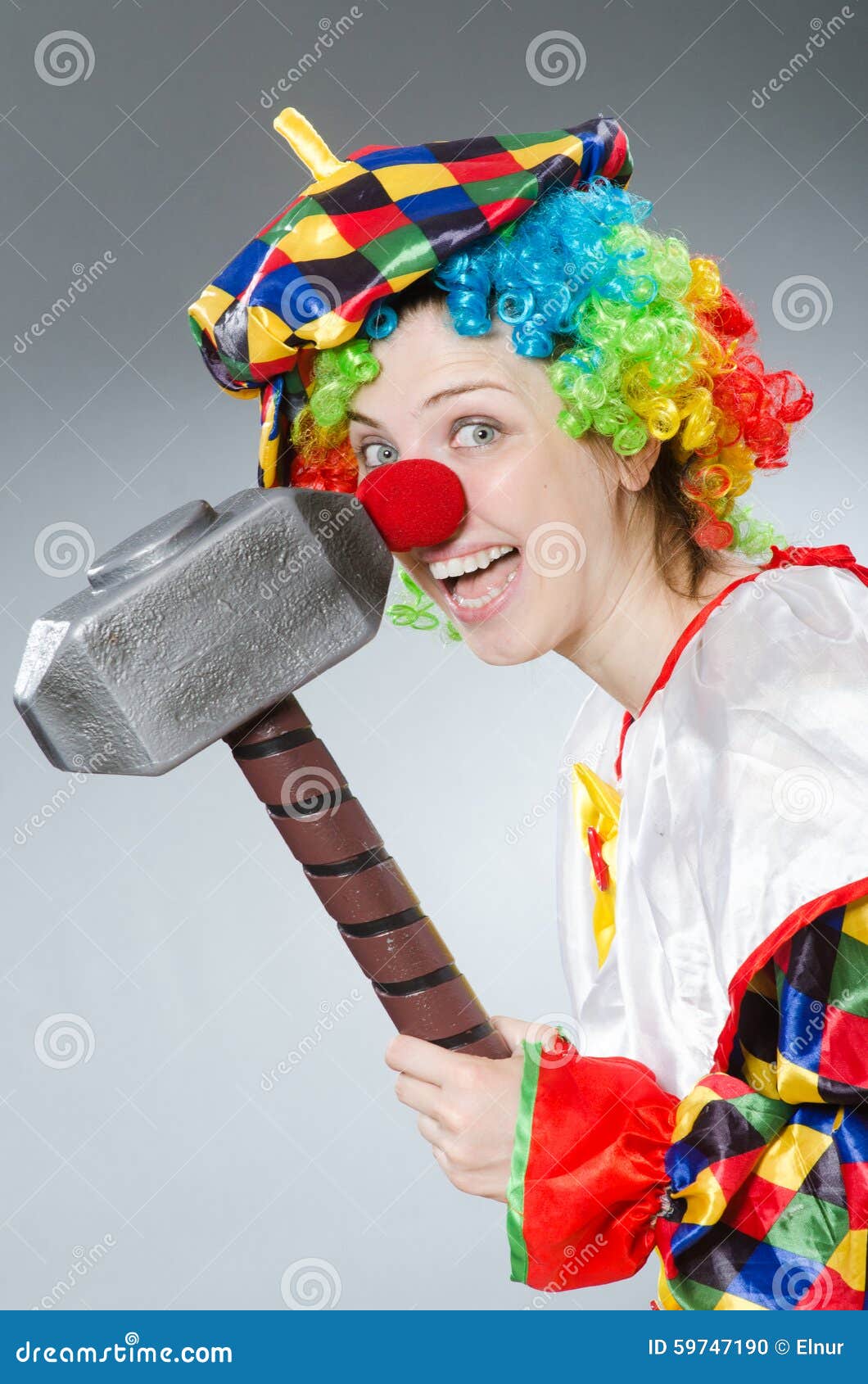 Clown with Hammer in Funny Concept Stock Photo - Image of carpentry ...