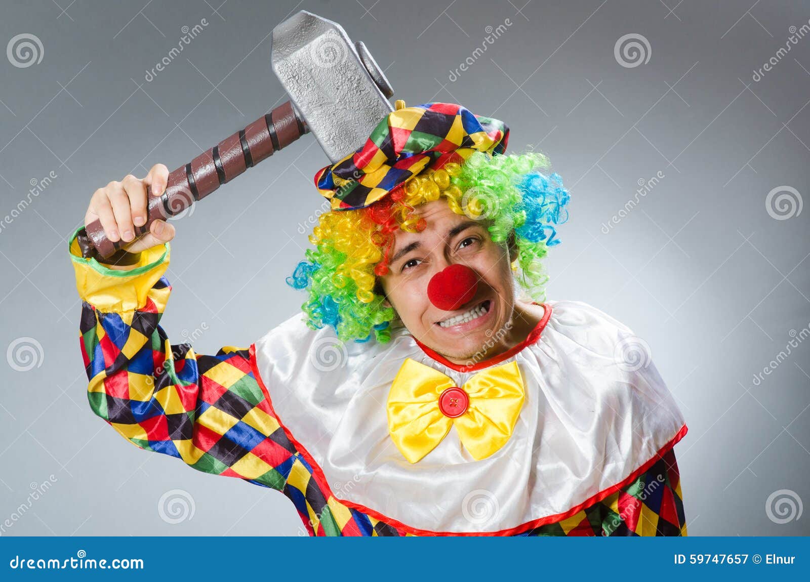 Clown with Hammer in Funny Concept Stock Image - Image of comedian ...