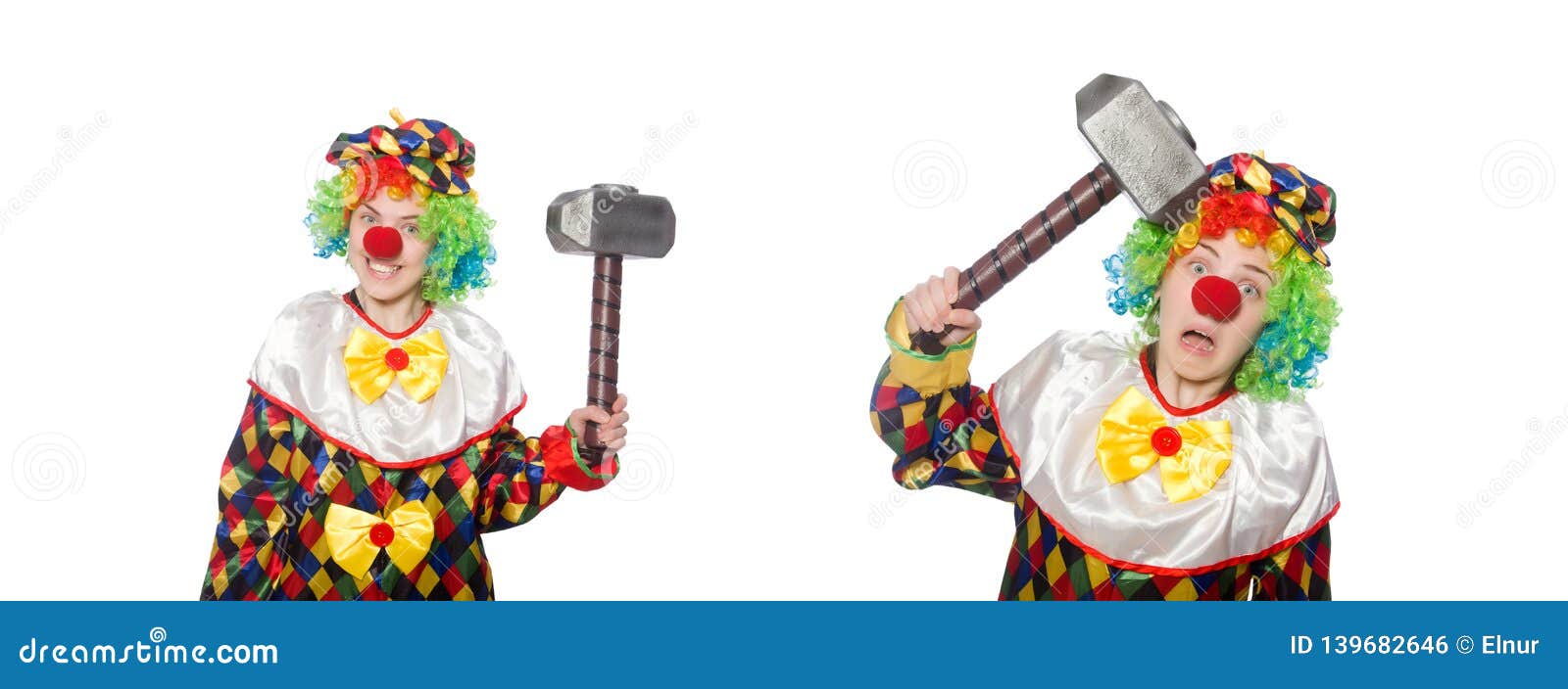 The Clown with Hammer Isolated on White Stock Photo - Image of joke ...