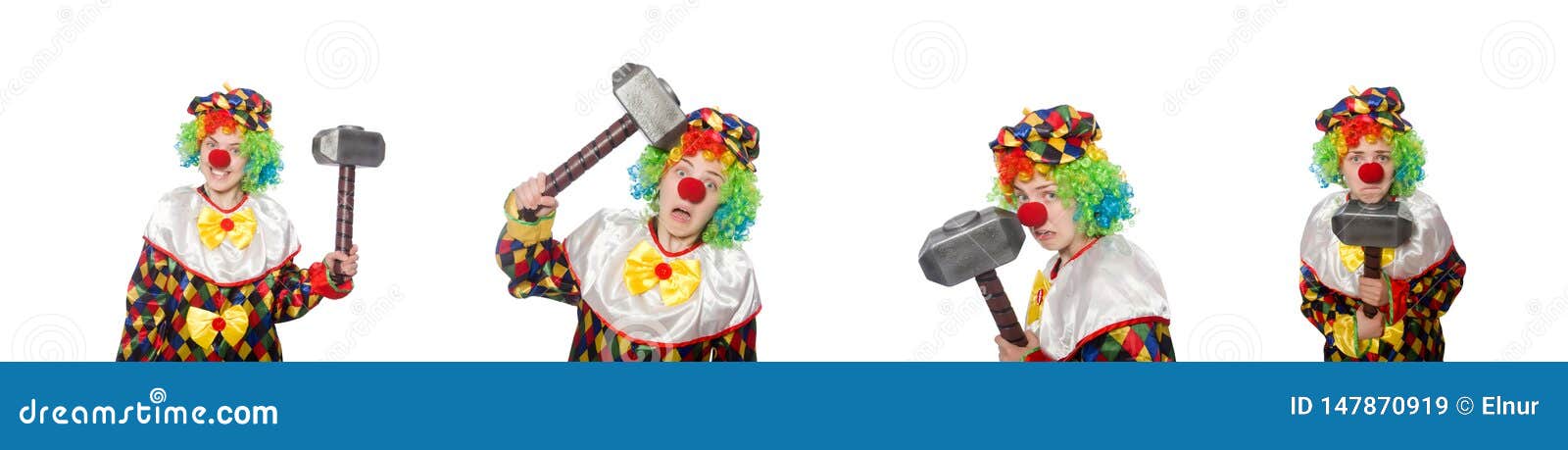 The Clown with Hammer Isolated on White Stock Image - Image of hammer ...