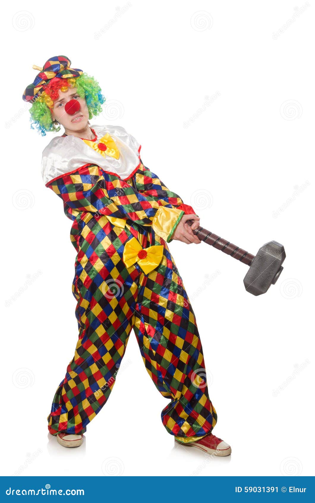 Clown with Hammer Isolated on White Stock Image - Image of hammer, nose ...